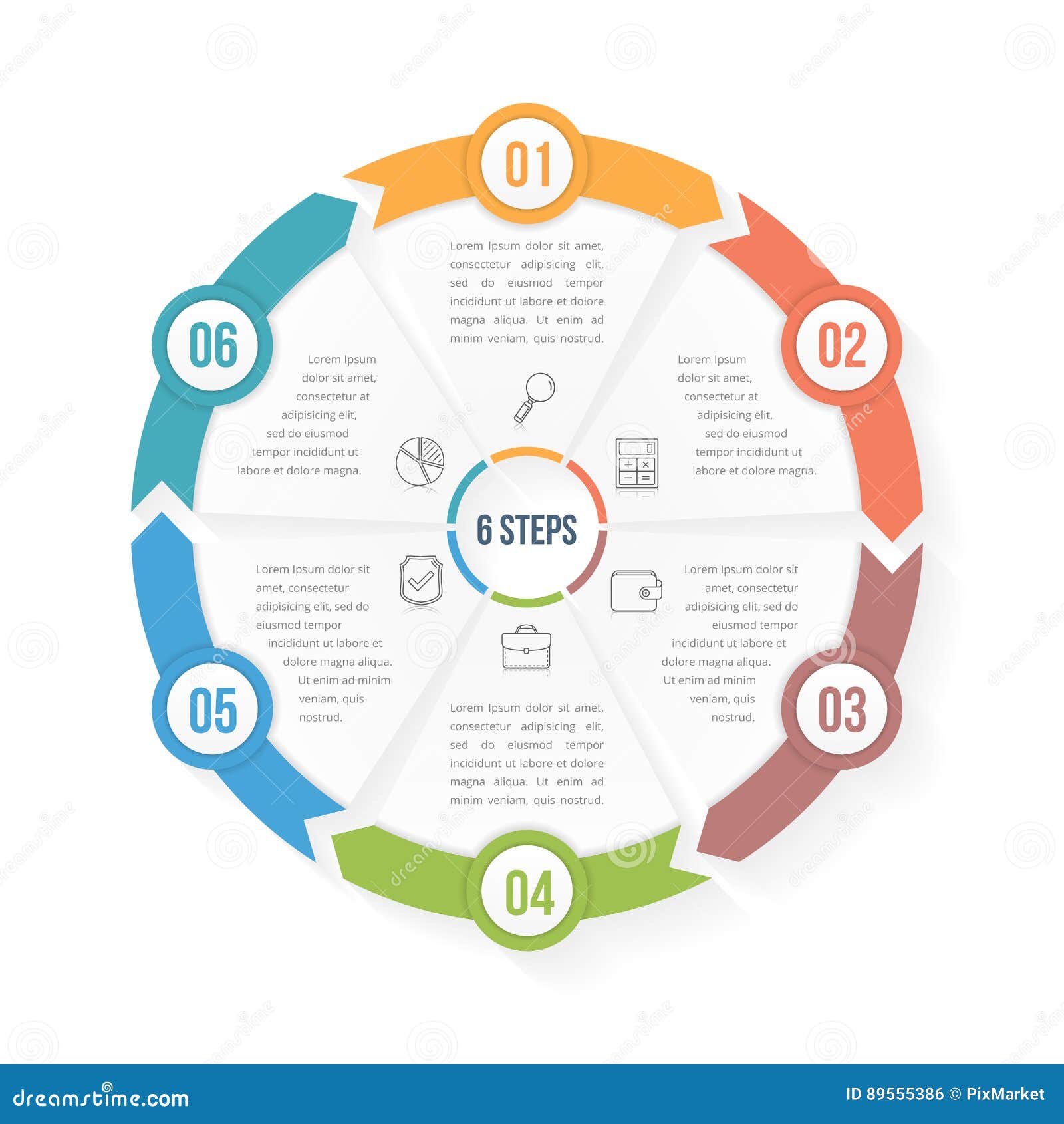 Circle Infographic Template with Six Elements Stock Vector ...