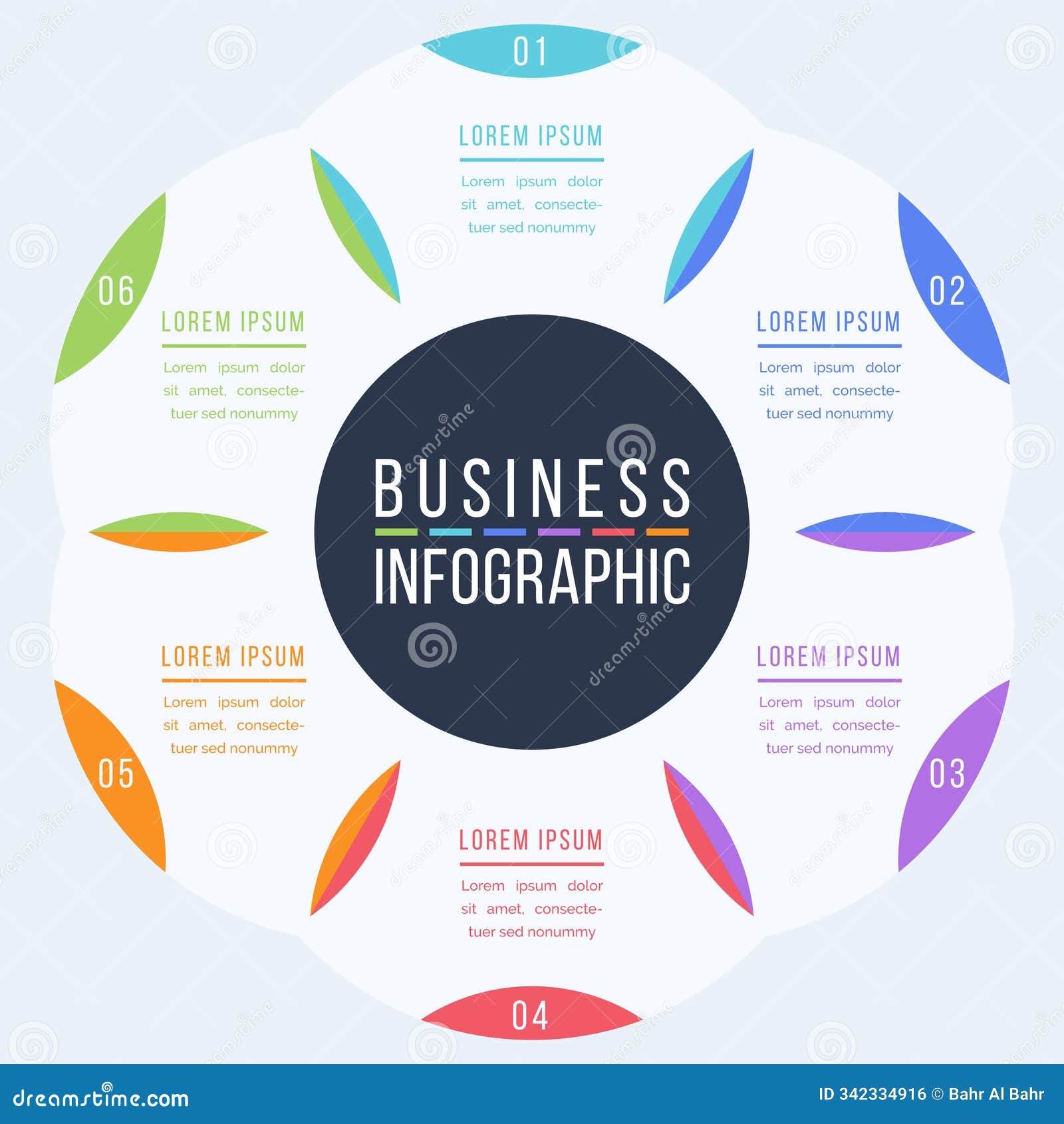 Circle Infographic Template 6 Steps, Objects, Elements or Options ...