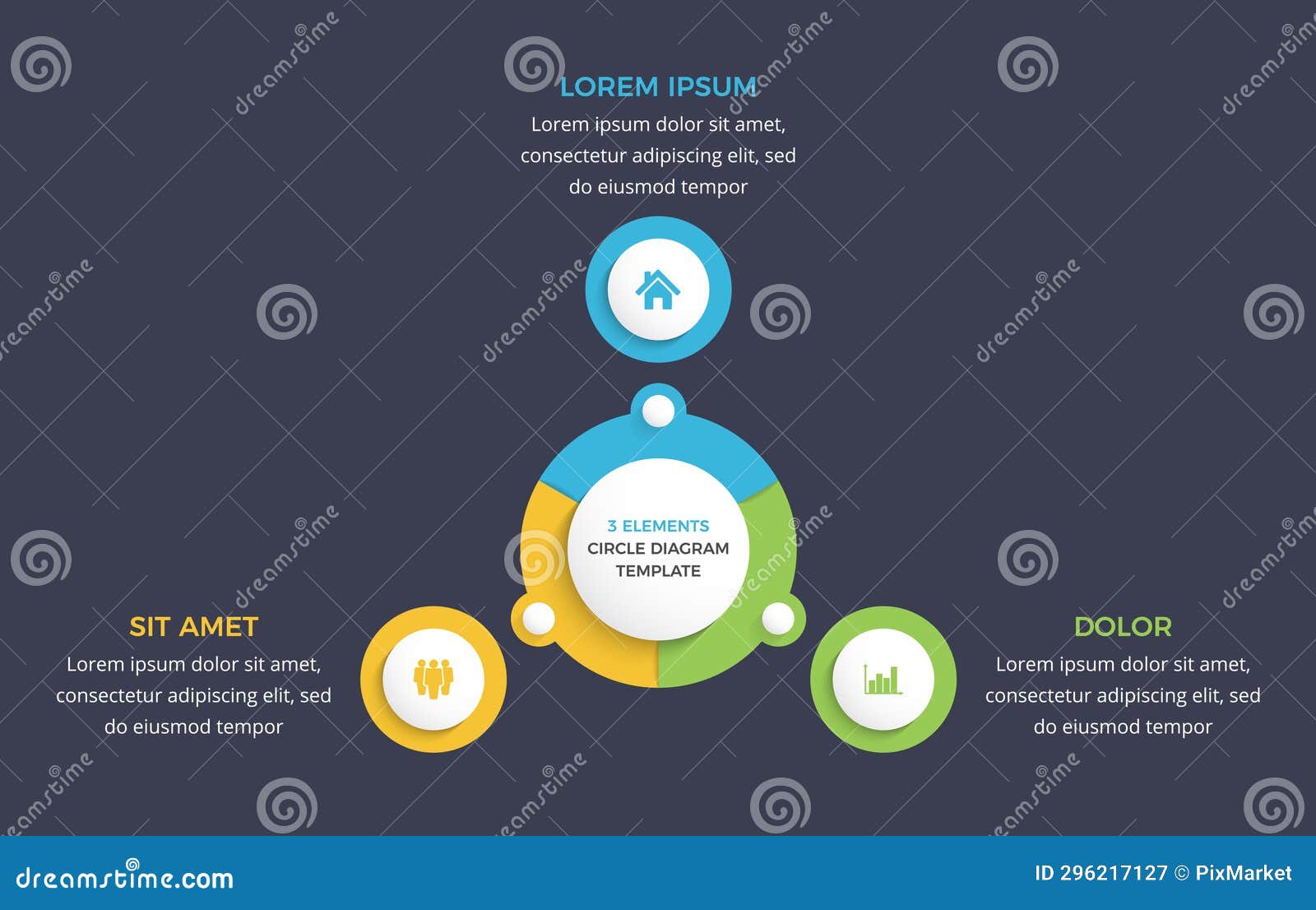 Three Elements Banner. 3 Steps Design, Chart, Infographic, Step Cartoon ...