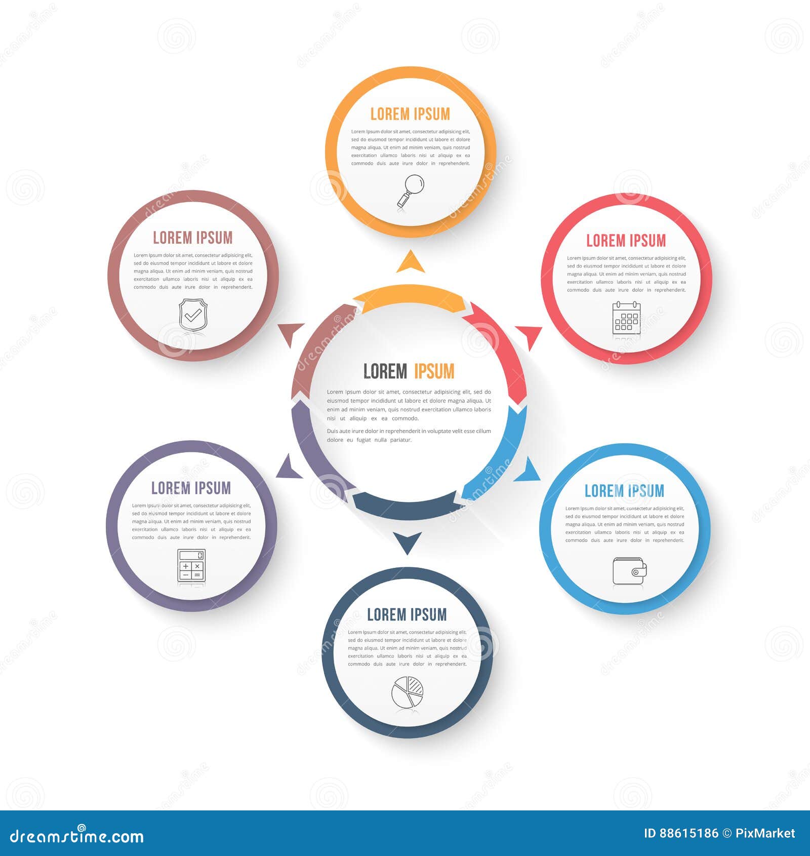 Circle Infographic Template with Three Elements Stock Vector ...