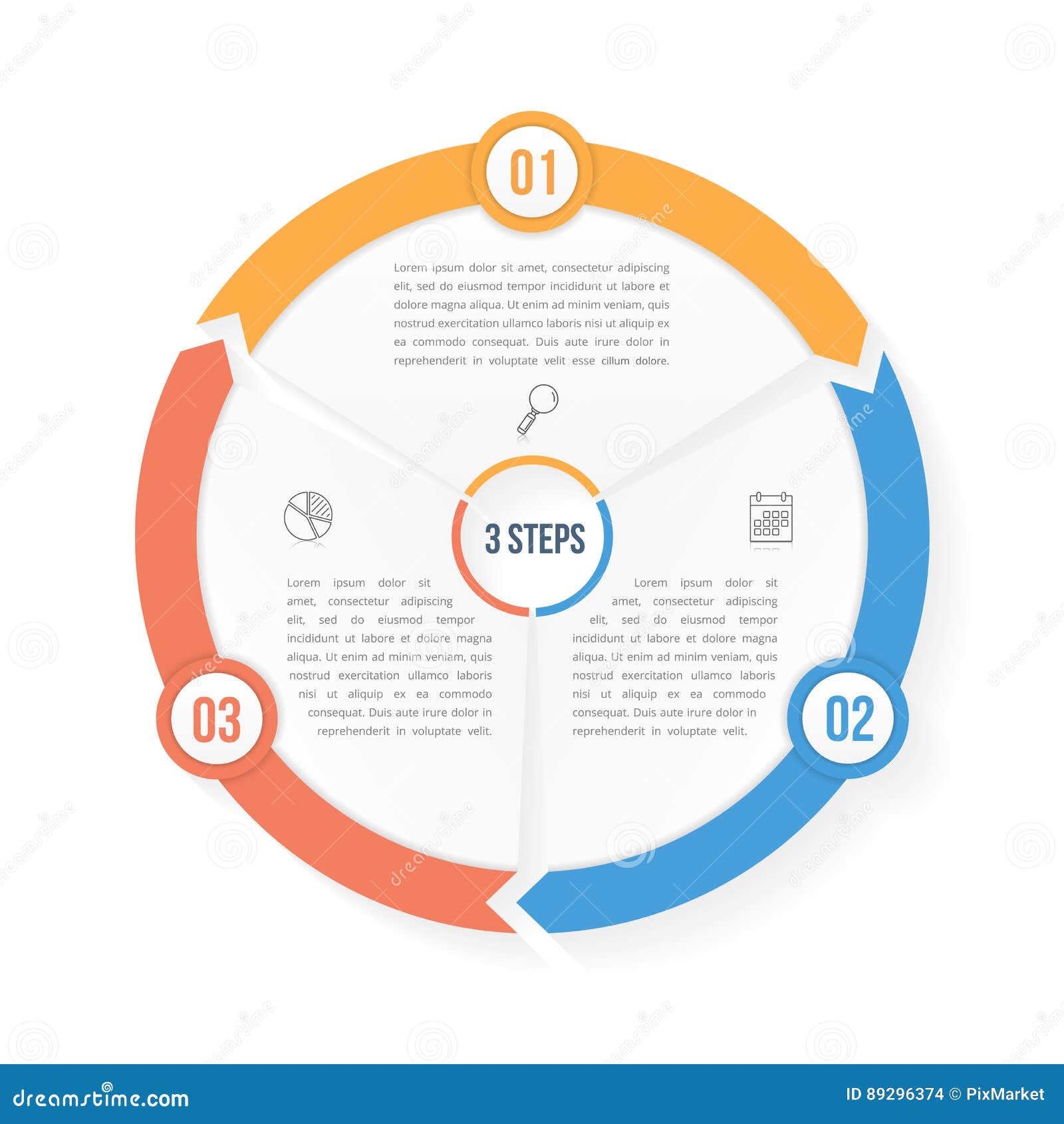 Three Step Template, Banner, Infographic, Diagram, Chart, Column Vector ...