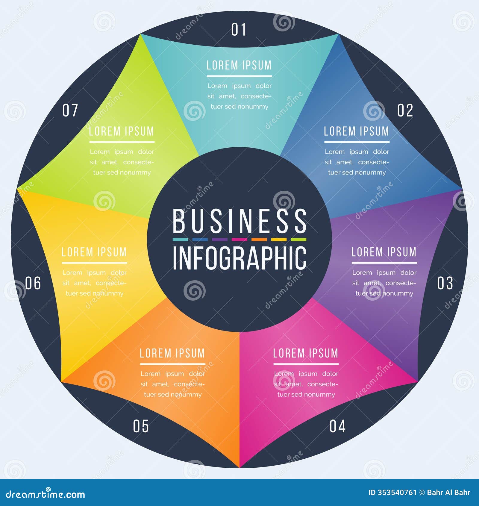 Circle Infographic Design 7 Steps, Elements, Objects or Options ...