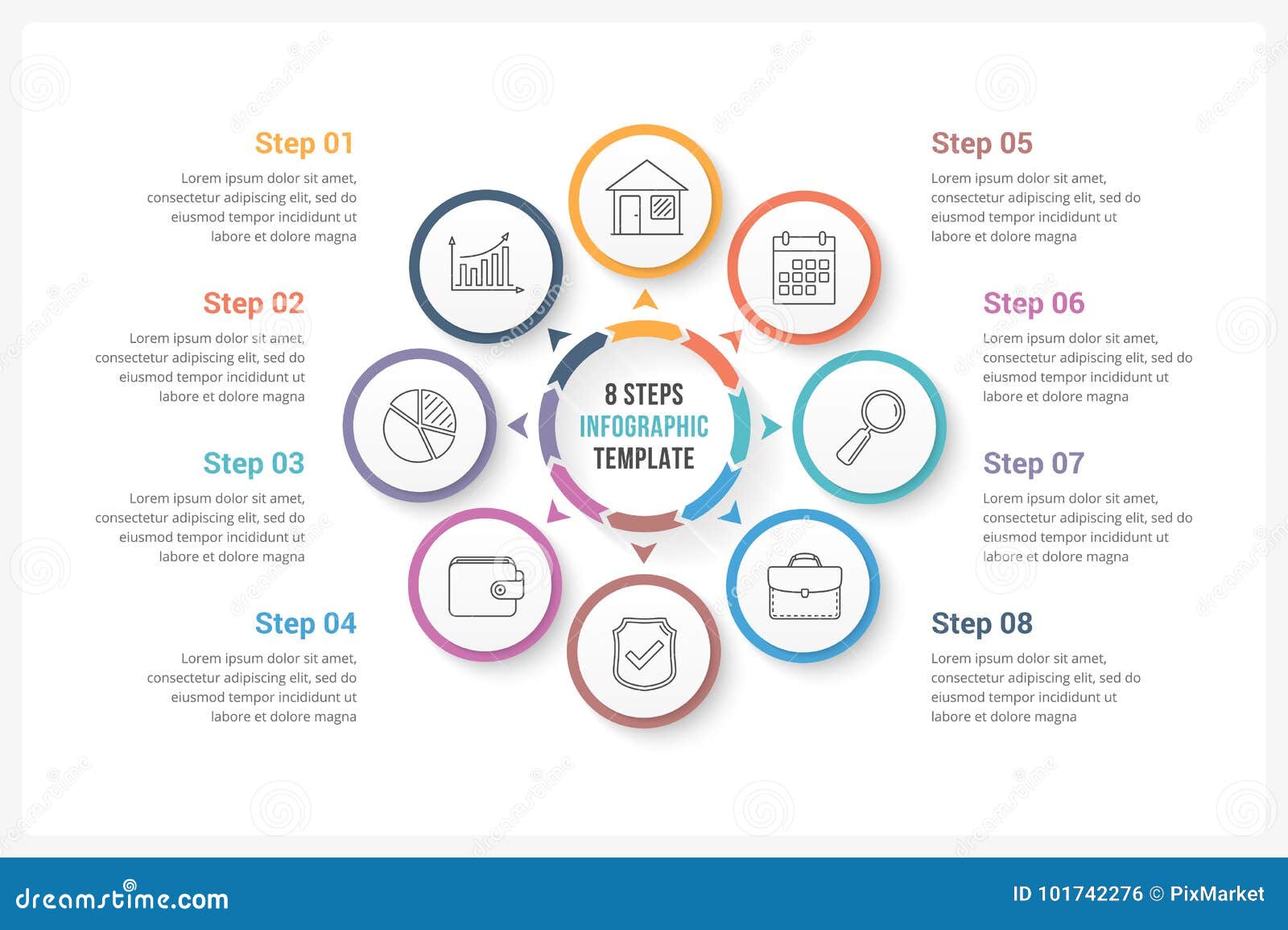 Circle Infographics with Eight Elements Stock Vector - Illustration of ...
