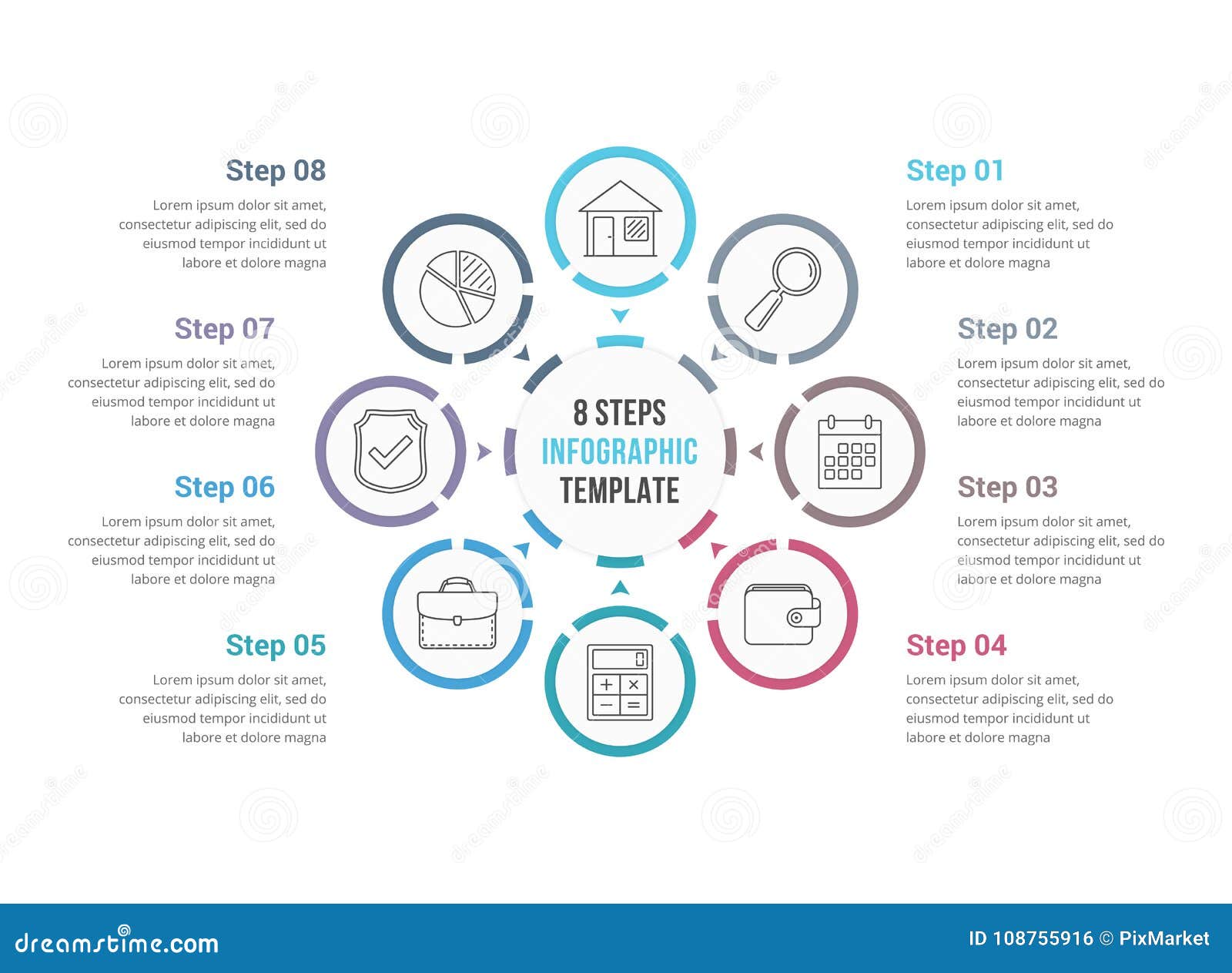 Circle Infographics with Eight Elements Stock Vector - Illustration of ...