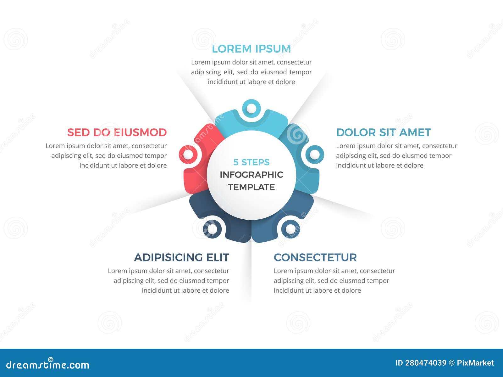 Circle Infographics with Five Elements Stock Vector - Illustration of ...