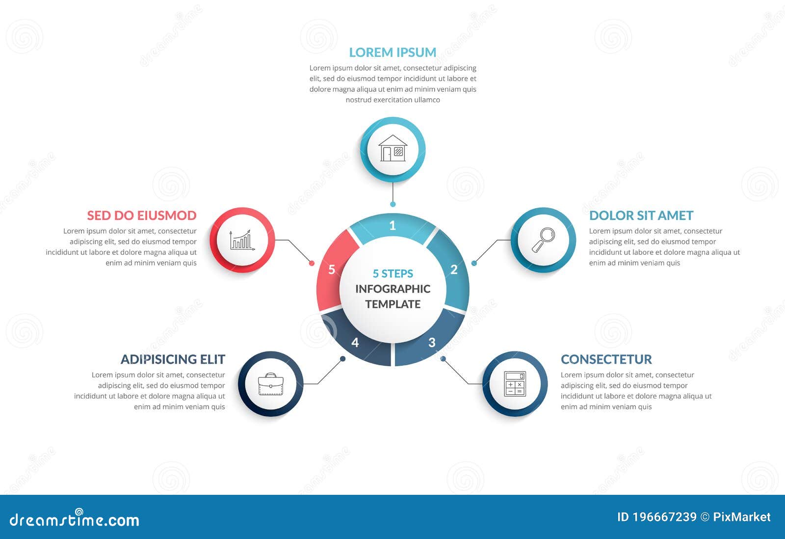 Circle Infographics - Five Elements Stock Vector - Illustration of ...