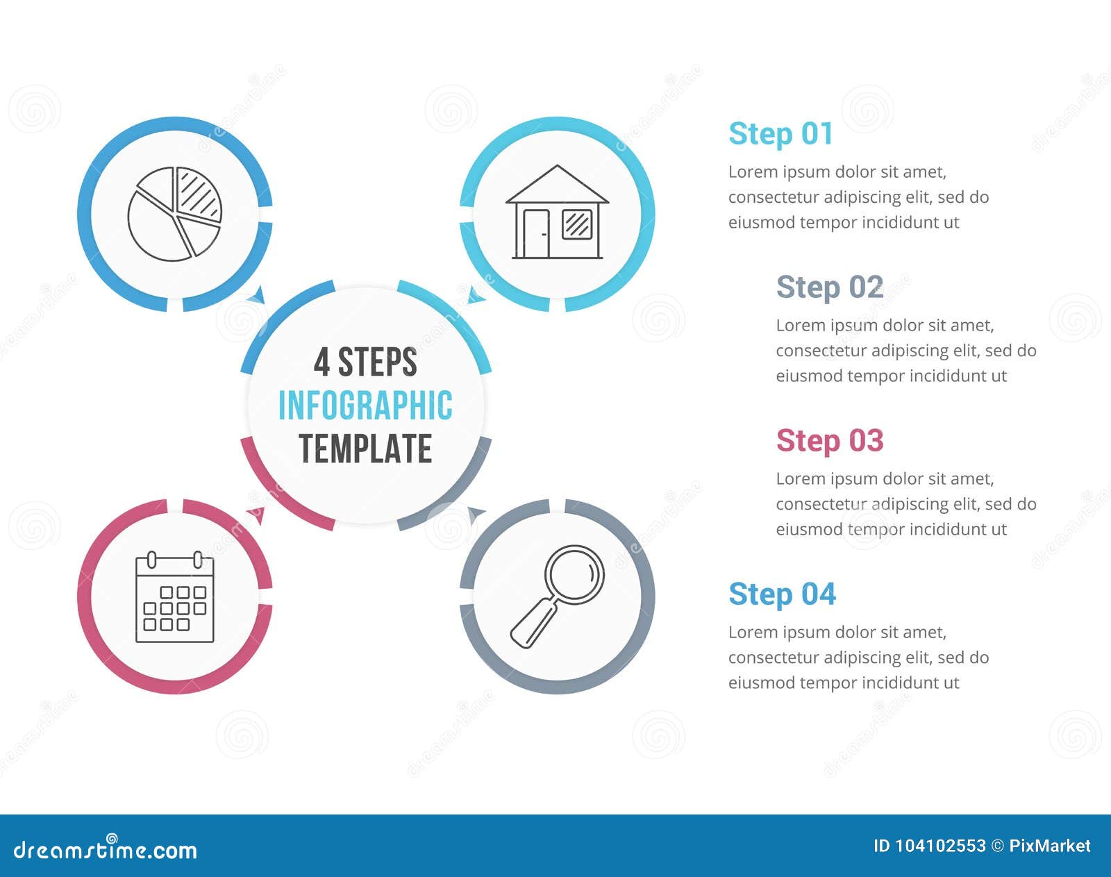 Circle Infographics with Four Elements Stock Vector - Illustration of data, presentation: 104102553