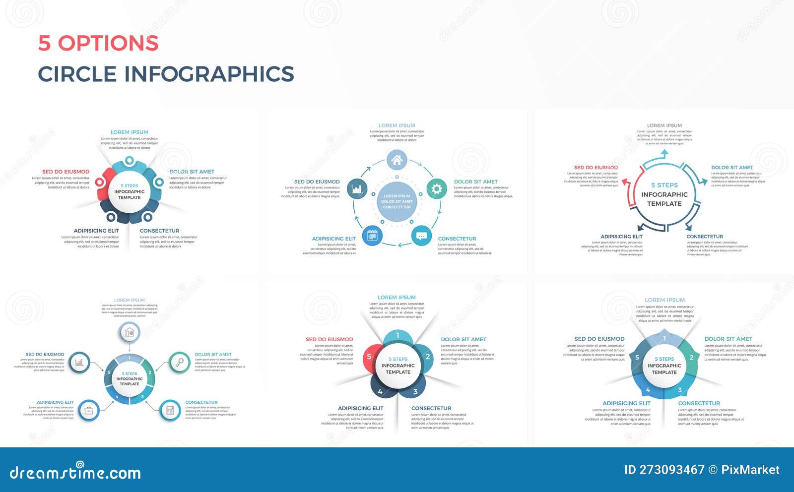 Circle Infographics - 5 Options Stock Vector - Illustration of ...
