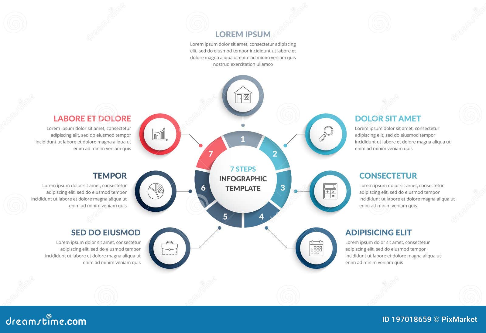 Circle Infographics - Seven Elements Stock Vector - Illustration of ...