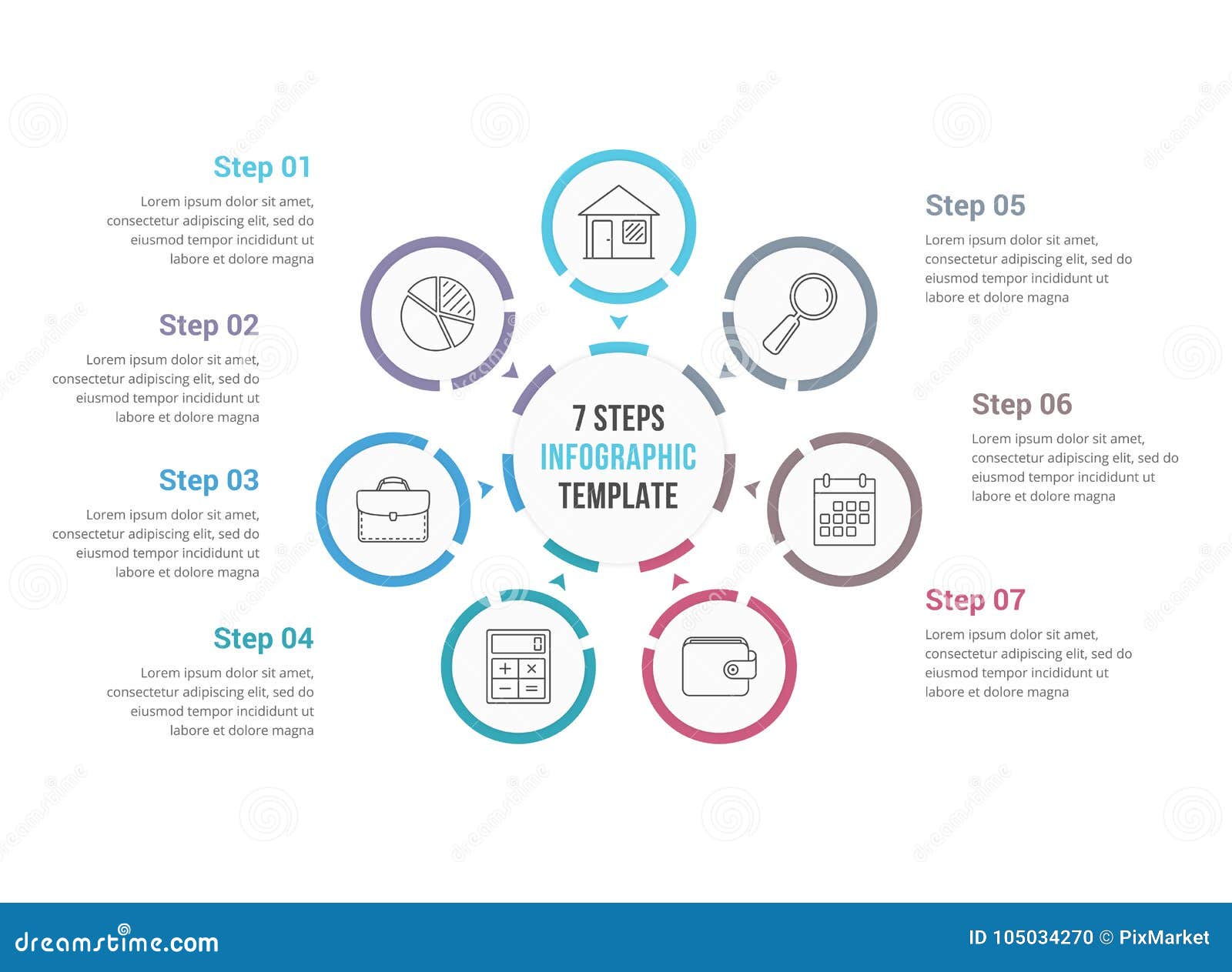 Circle Infographics with Seven Elements Stock Vector - Illustration of ...