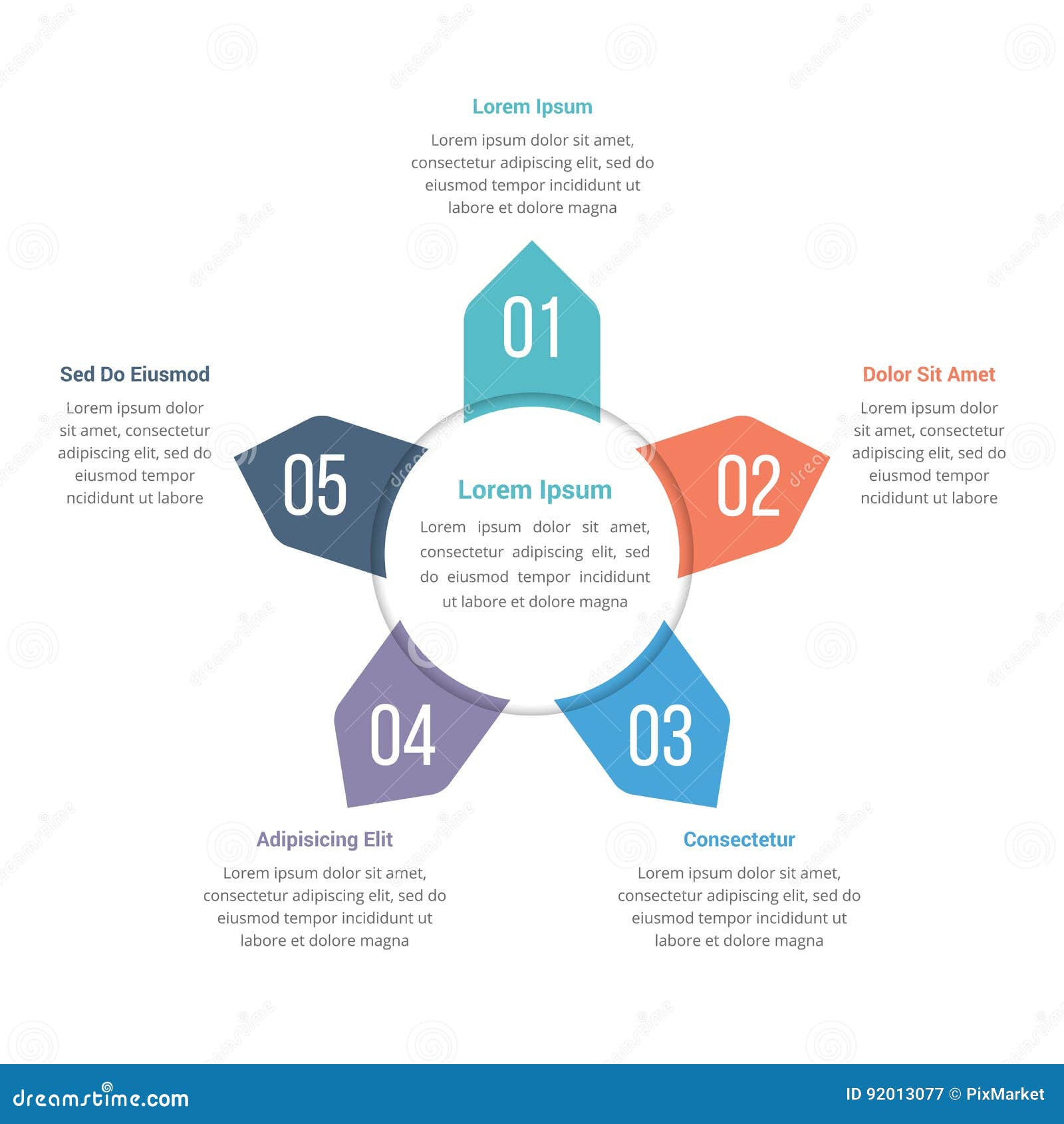 Circle Infographics Template with Five Elements Stock Vector ...