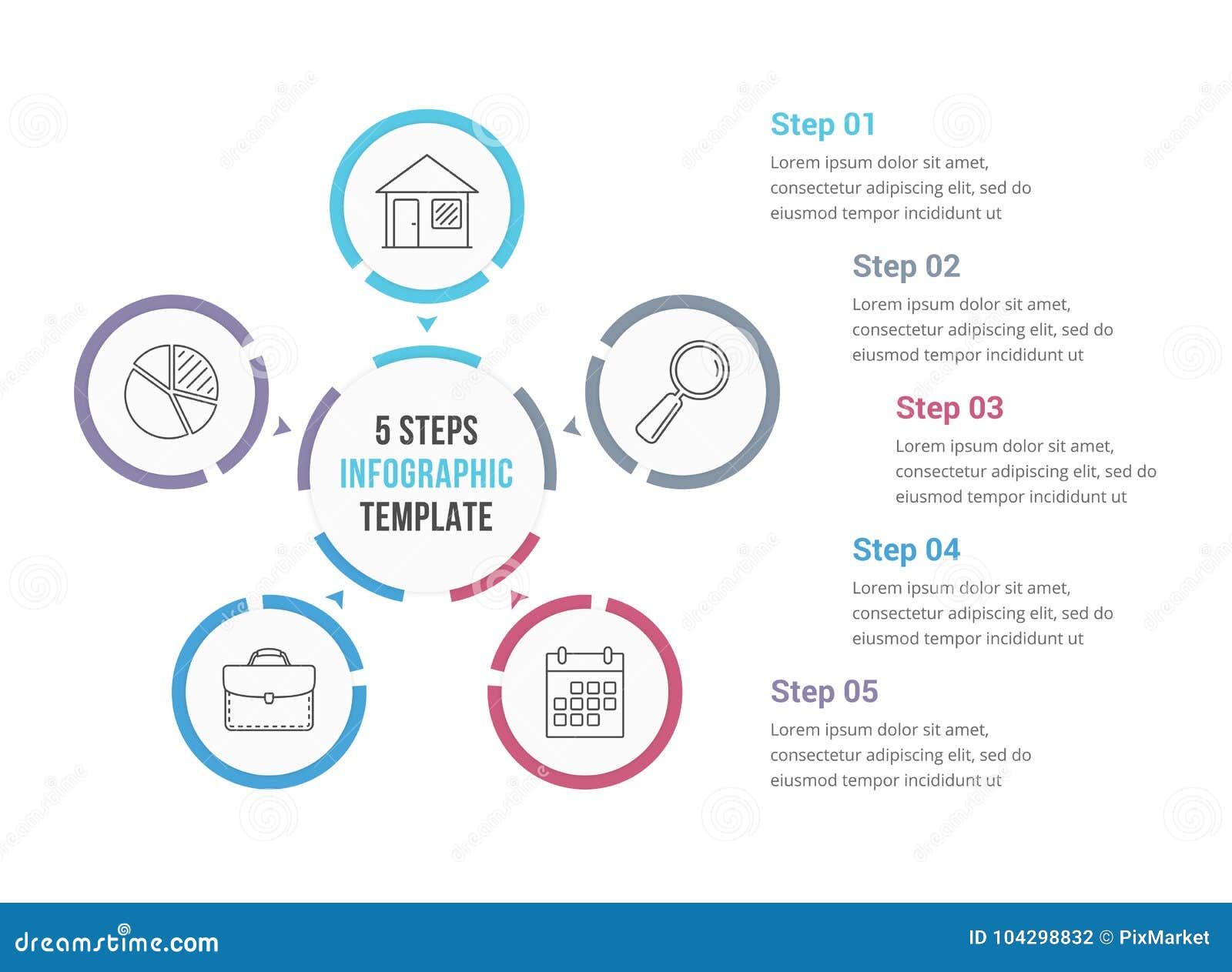 Circle Infographics with Five Elements Stock Vector - Illustration of ...