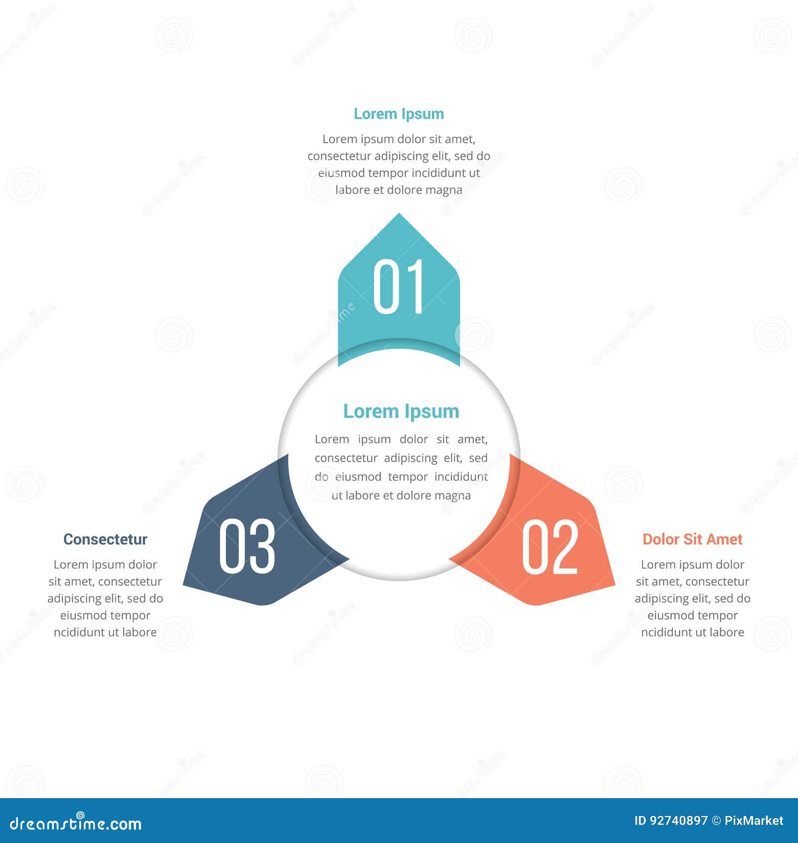 Circle Infographics Template with Three Elements Stock Vector ...
