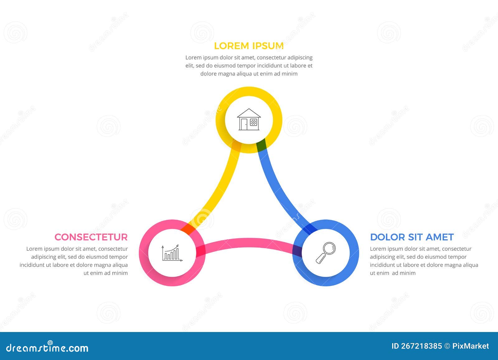 Circle Infographics with Three Elements Stock Vector - Illustration of ...