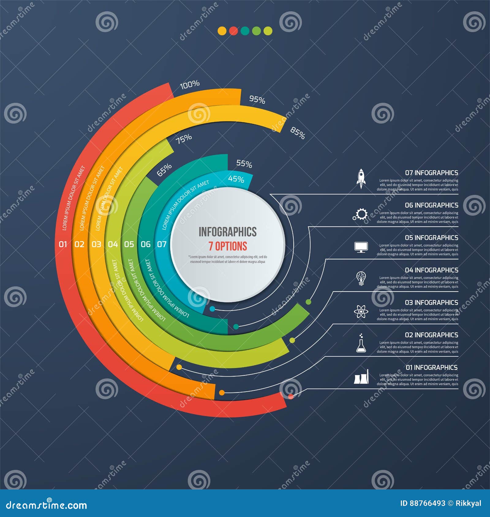 Circle Informative Infographic Design with 7 Options Stock Vector ...