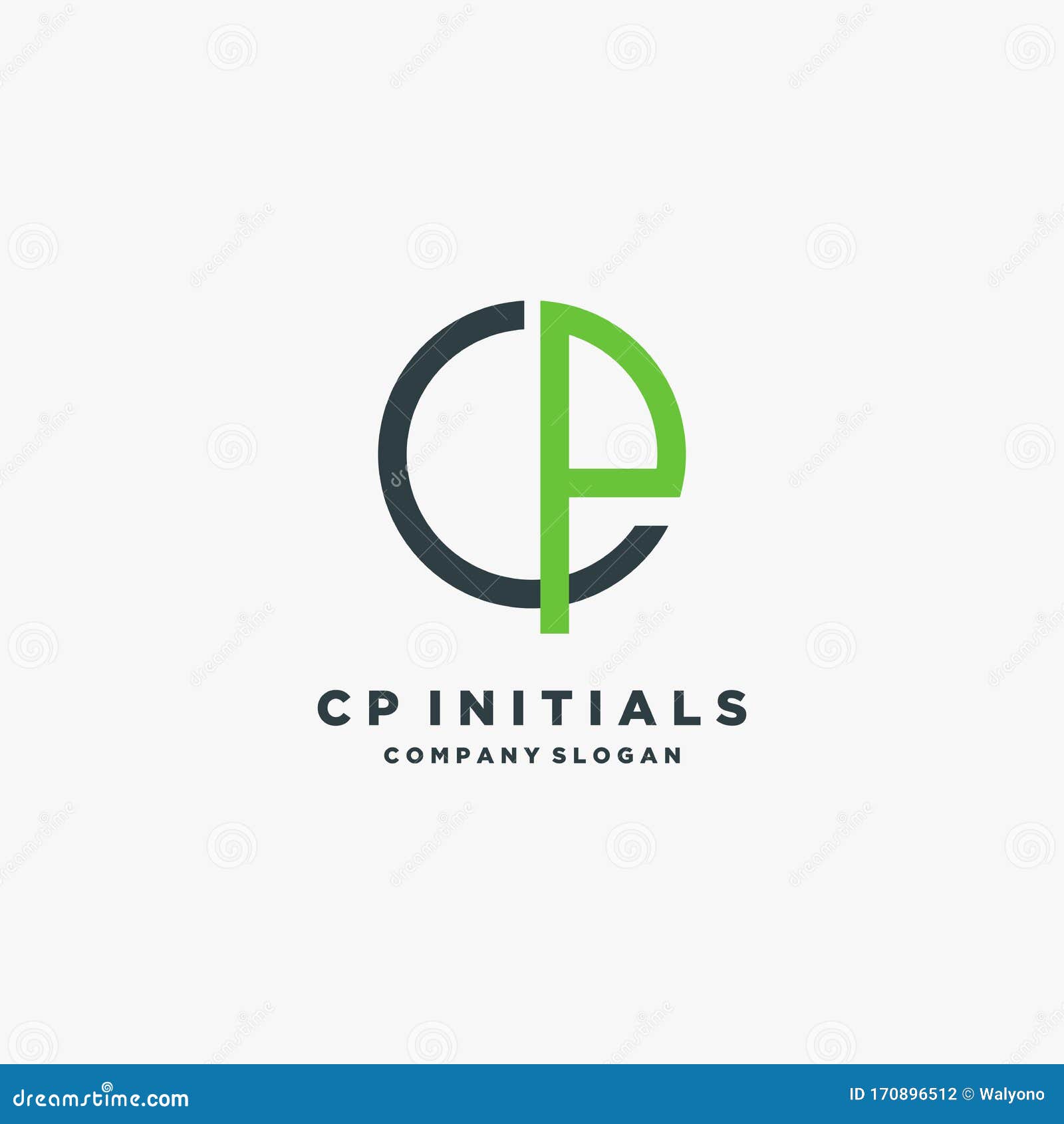 CP Circle Initials Letter Logo Design with Sans Serif Font Vector ...