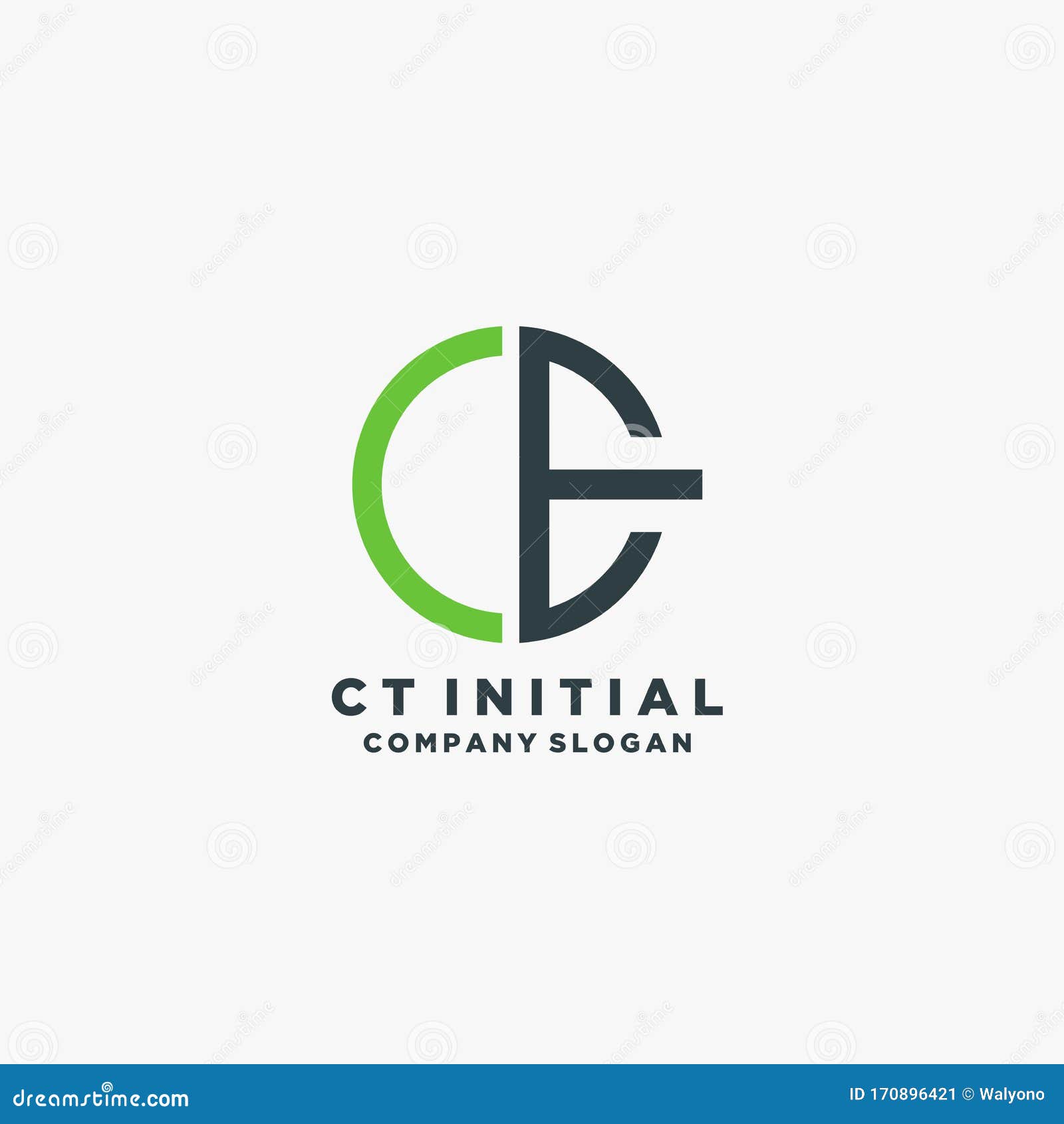 CT Circle Initials Letter Logo Design with Sans Serif Font Vector ...