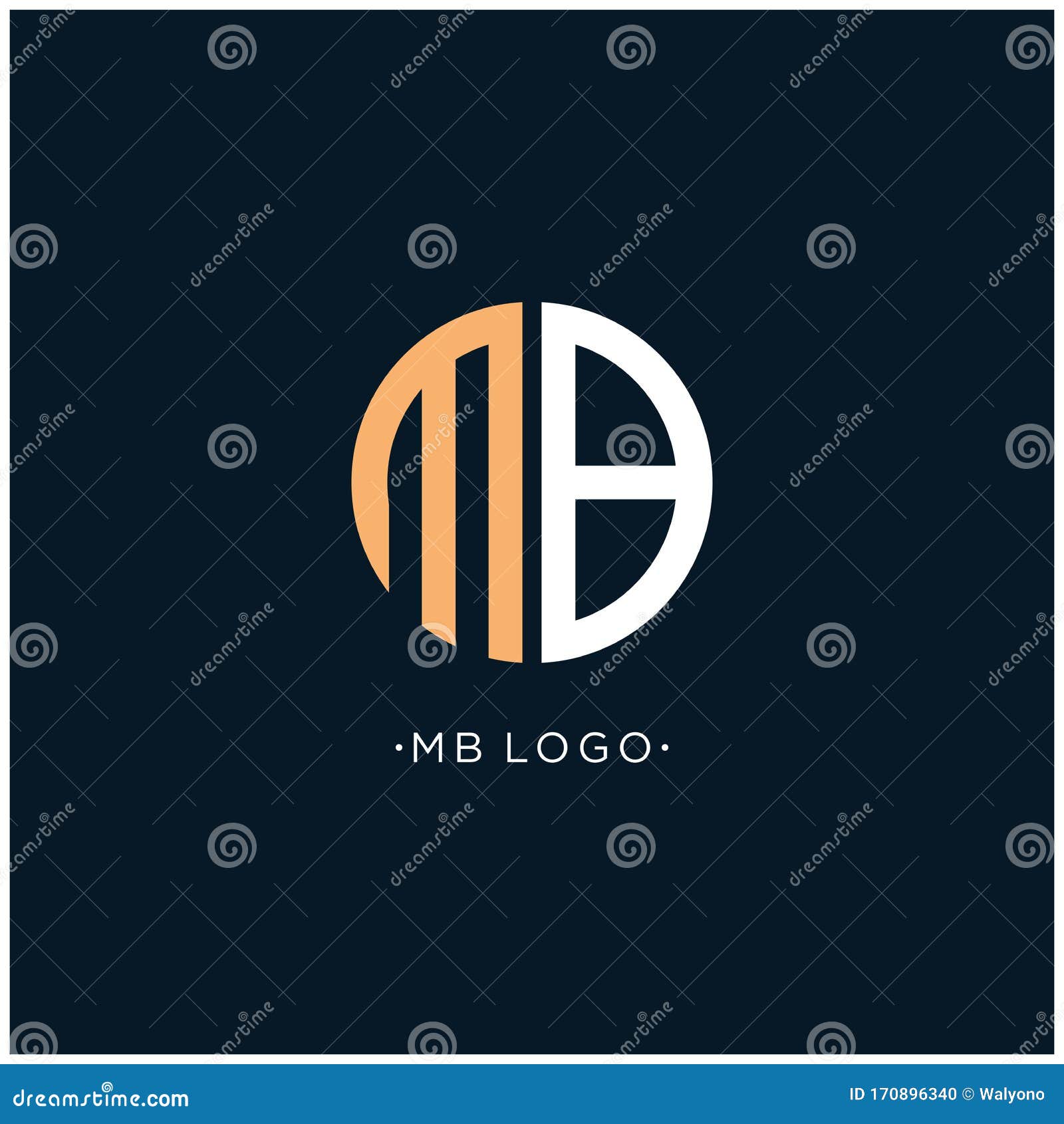 MB Circle Initials Letter Logo Design with Sans Serif Font Vector ...
