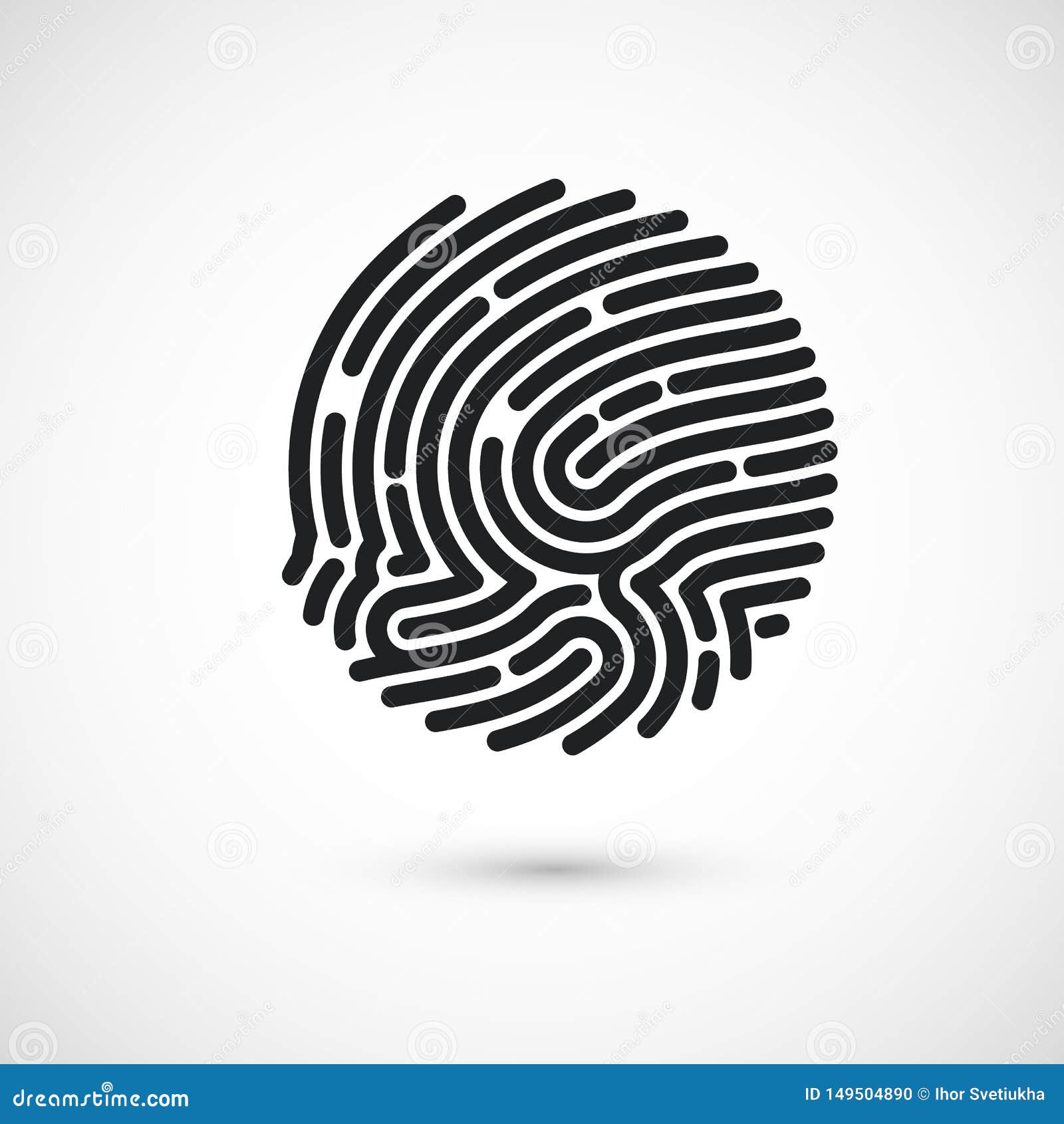 Circle Ink Fingerprint Icon Design For Application. Finger Print Flat ...