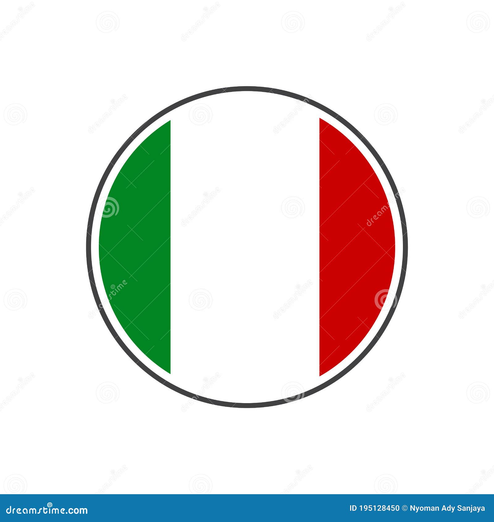 Circle Italy Flag with Grey Border Vector Illustration Isolated on ...