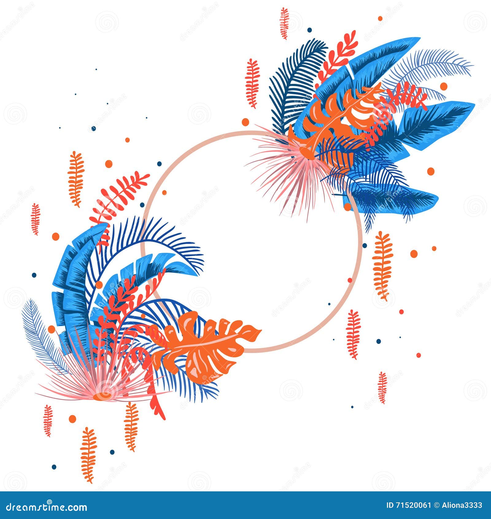 Circle jungle leaves frame stock vector. Illustration of beauty - 71520061