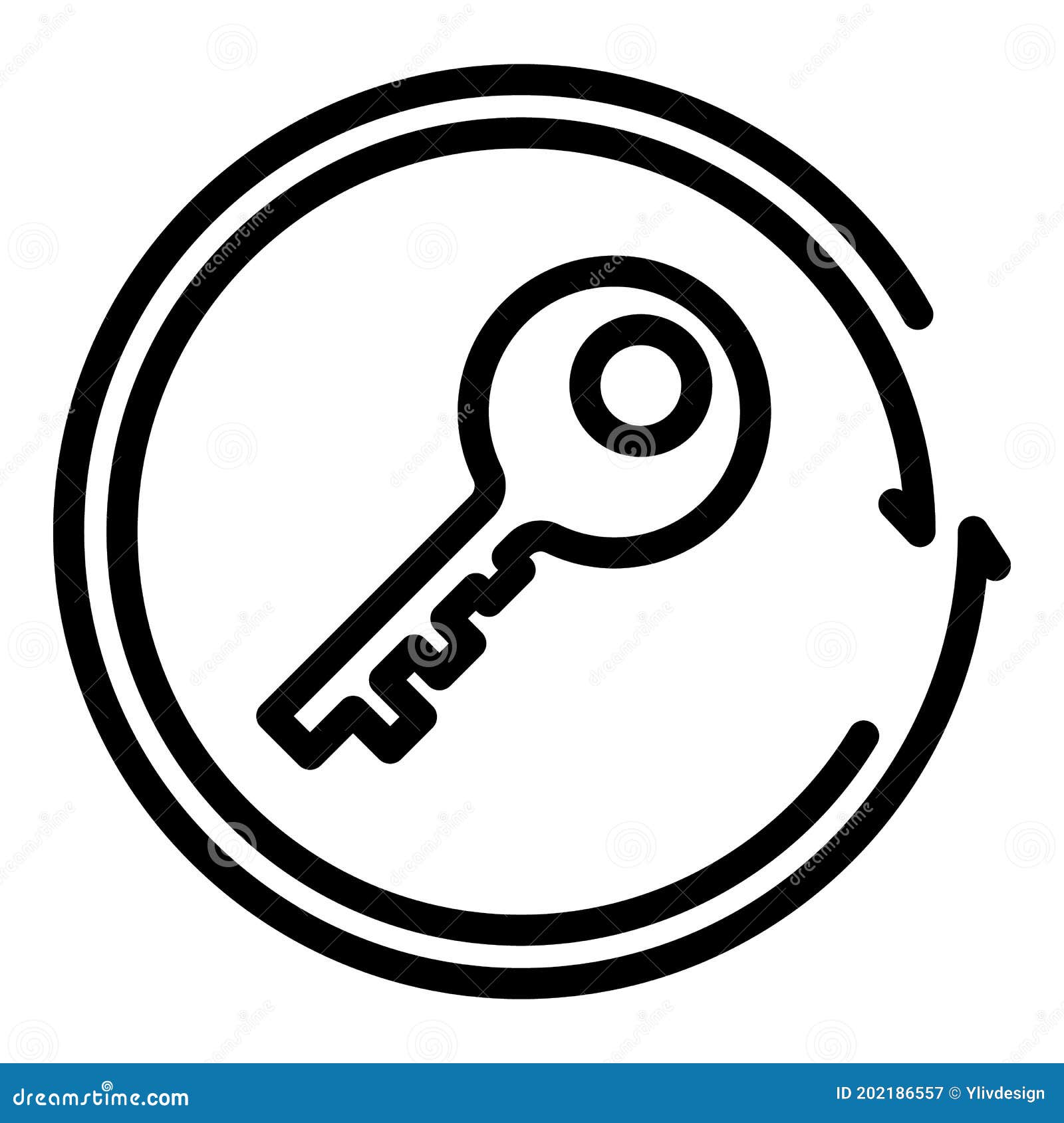 Circle Key Icon, Outline Style Stock Vector - Illustration of light ...