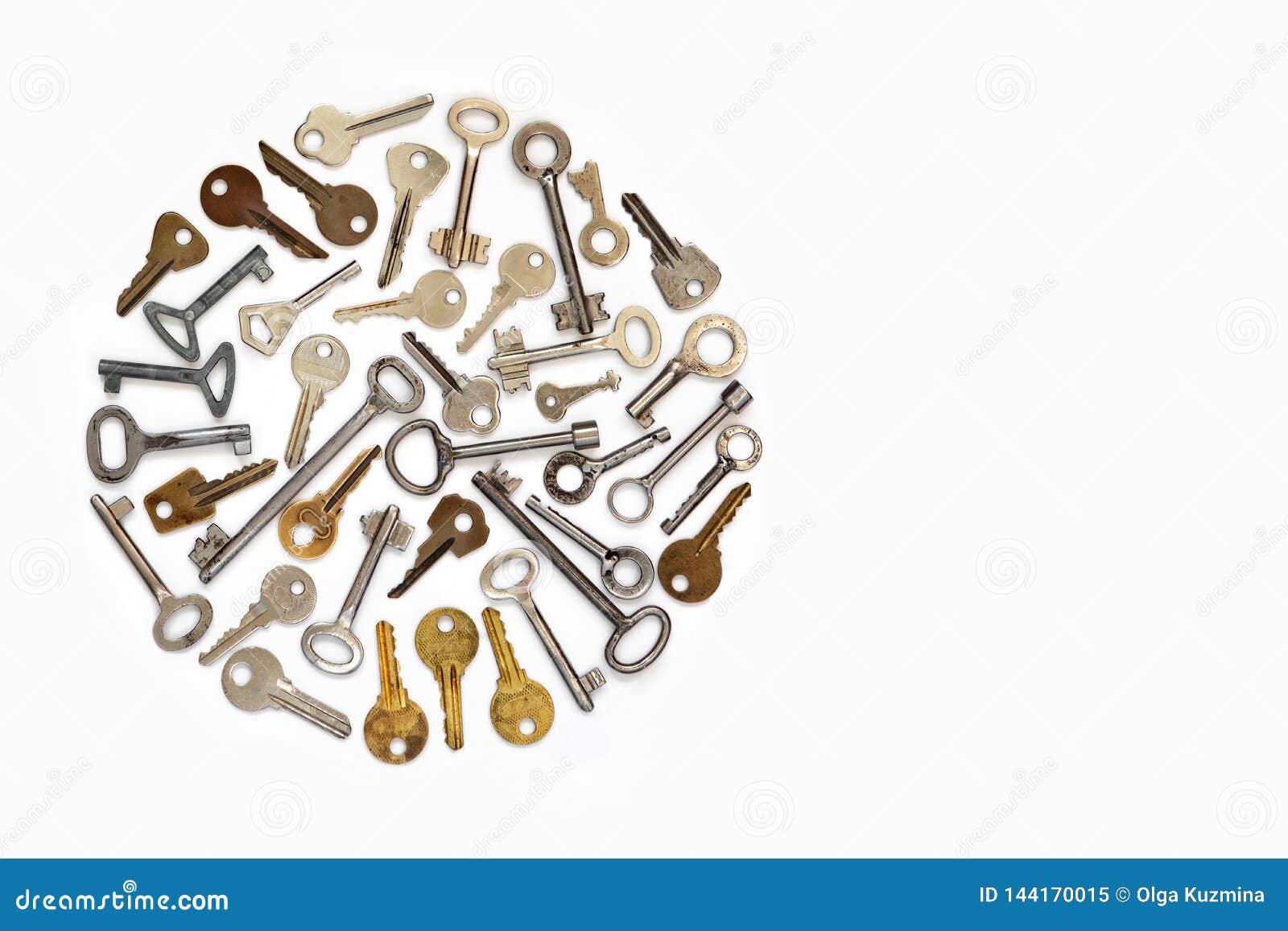 A Circle of Keys on a White Isolated Background. Conceptual Photography ...