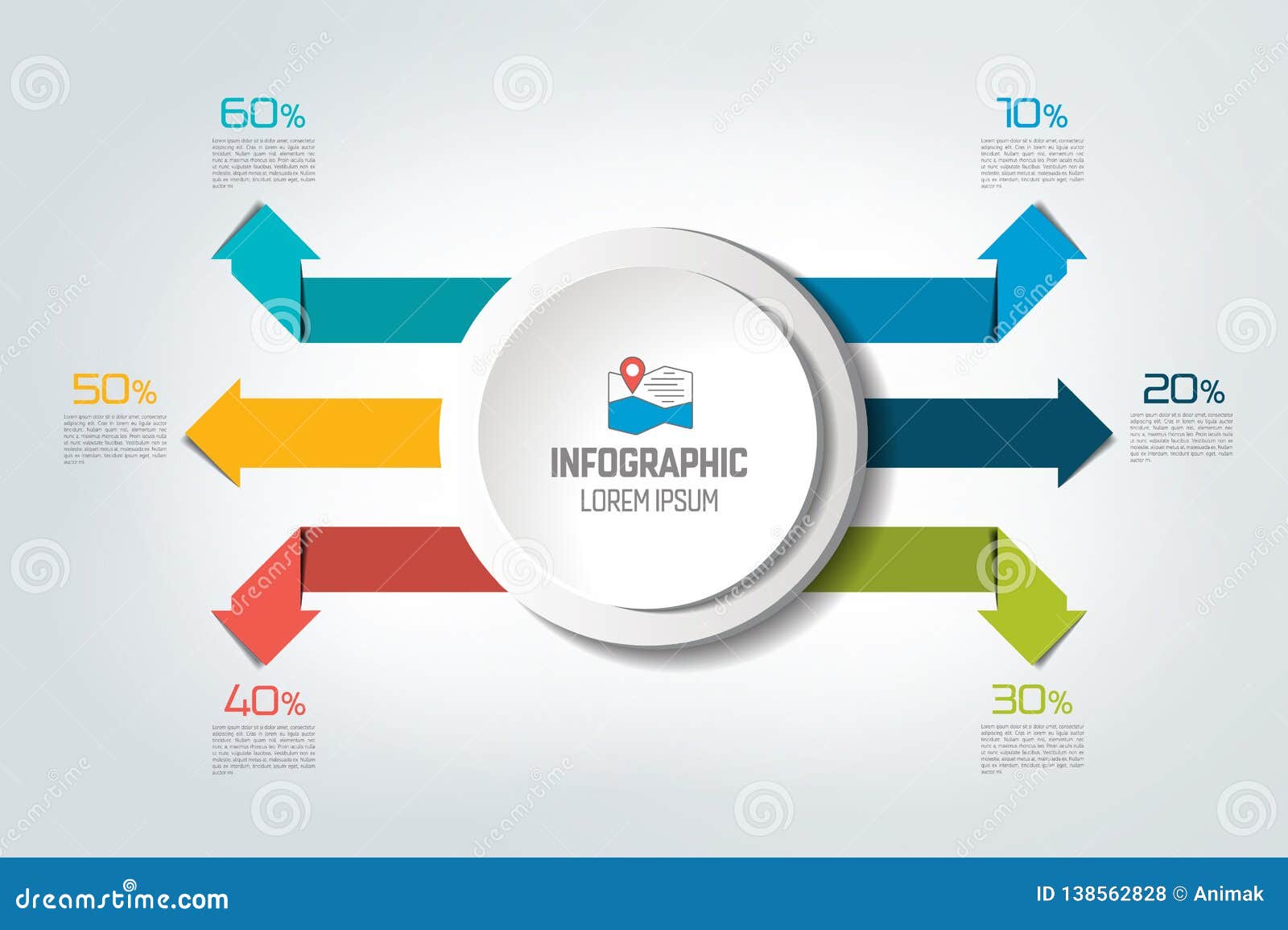 Circle Label with 6 Arrows Infographics Stock Vector - Illustration of ...