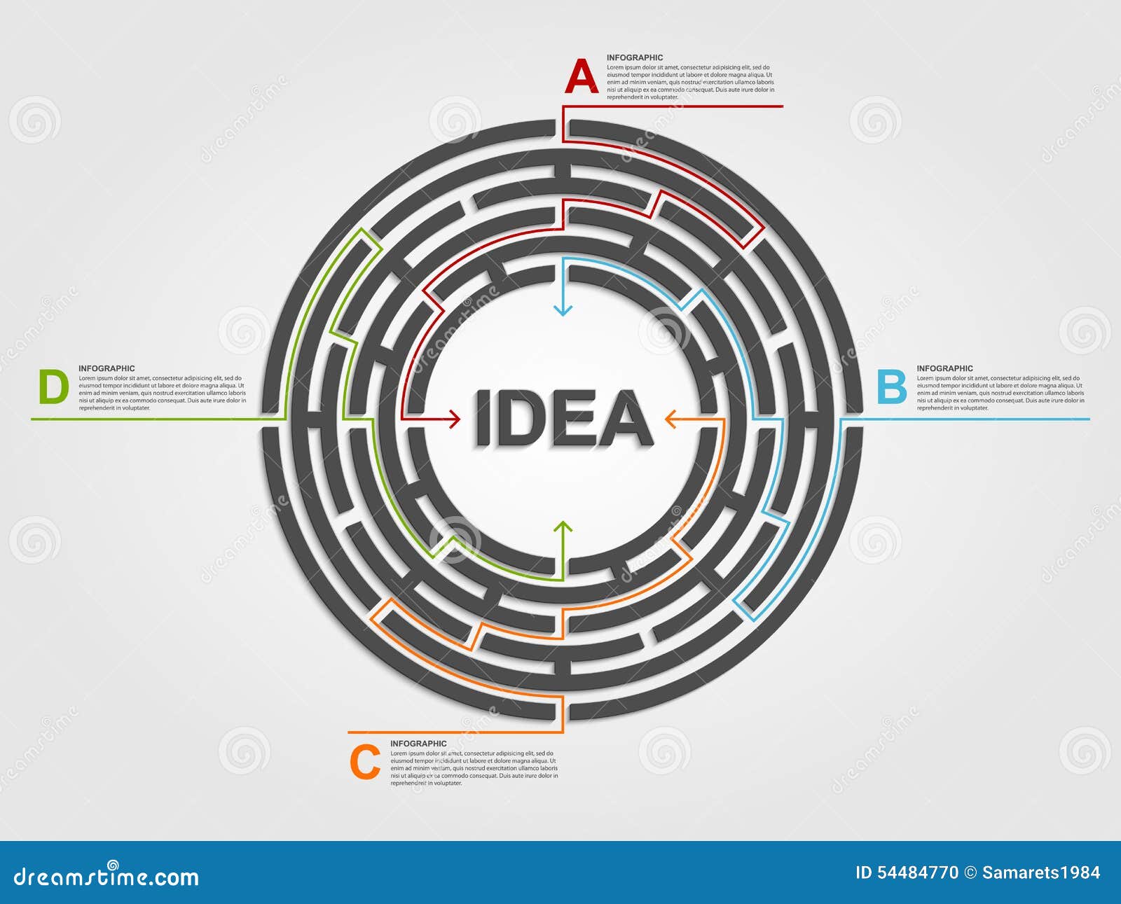 Circle Labyrinth Infographic Concept. Stock Vector - Illustration of ...