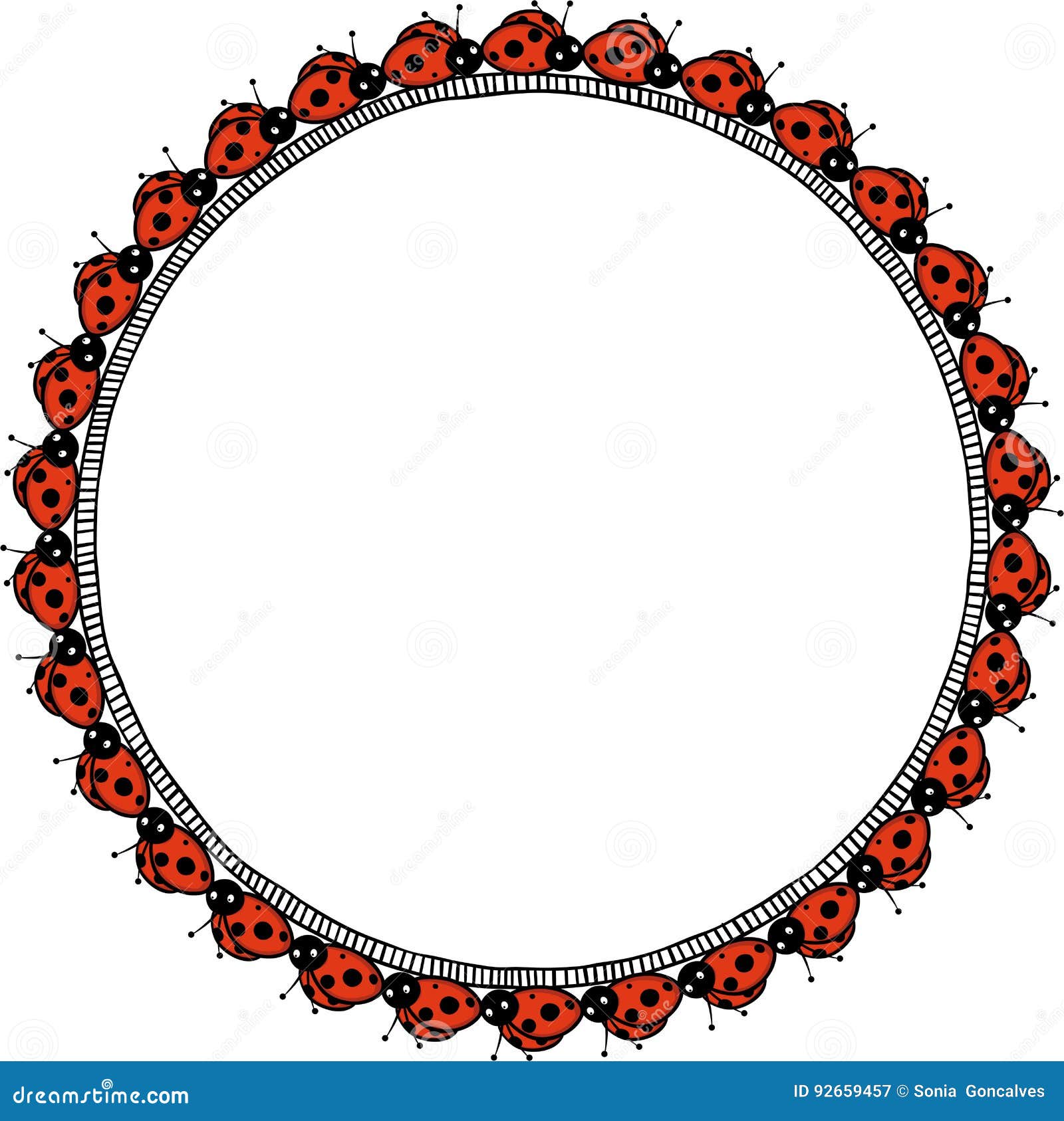 Circle with Ladybugs All the Way Round Stock Vector - Illustration of ...