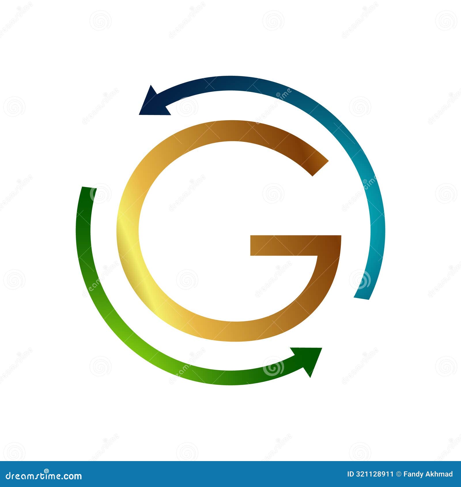 Circle Letter G Logo with Flowing Round Arrow Vector Concept Element ...