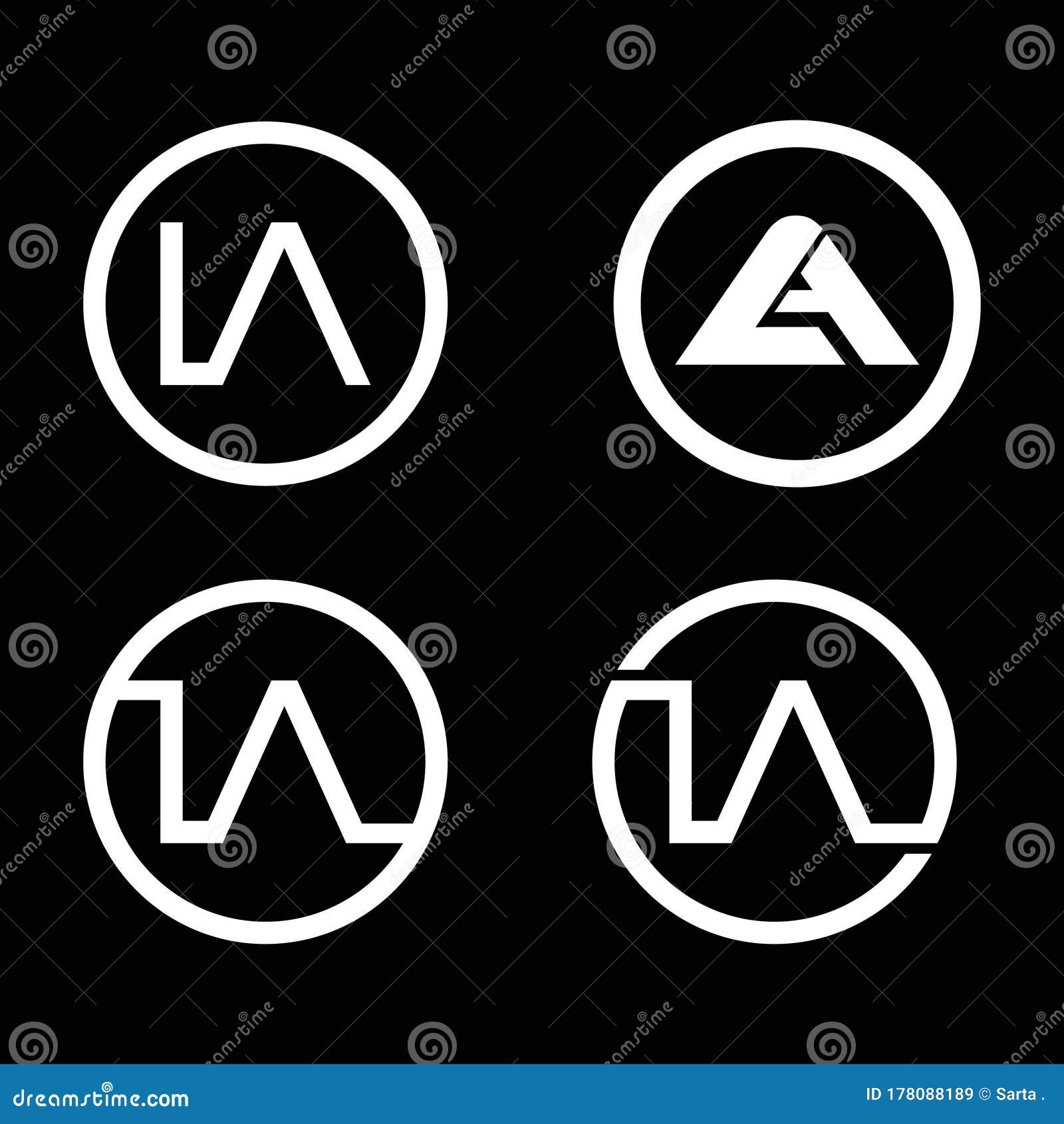 Circle Letter LA Logo Template Bundle Set Stock Vector - Illustration ...