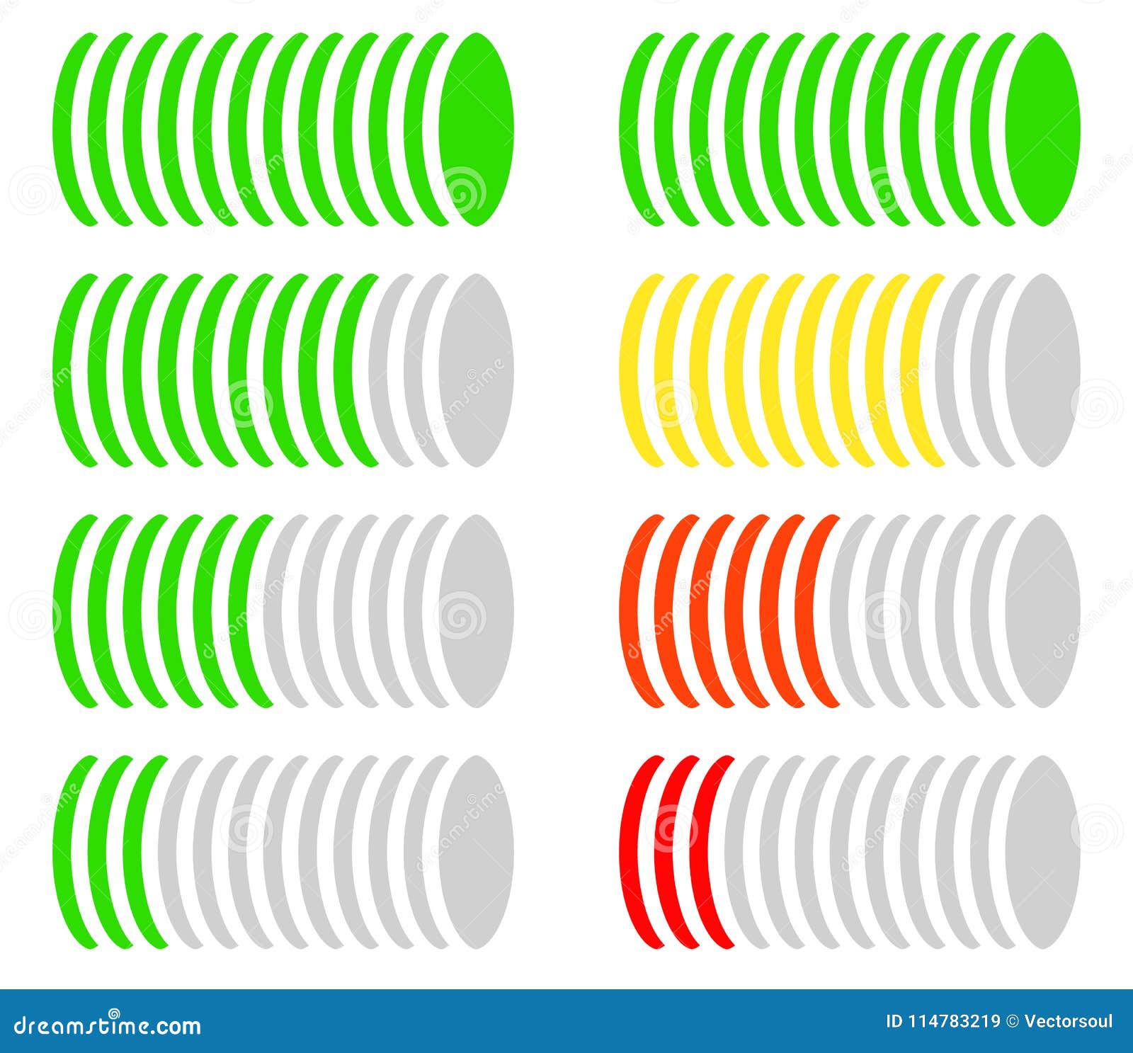 Color Coded Progress, Level Indicator With Units. Vector Illustartion ...