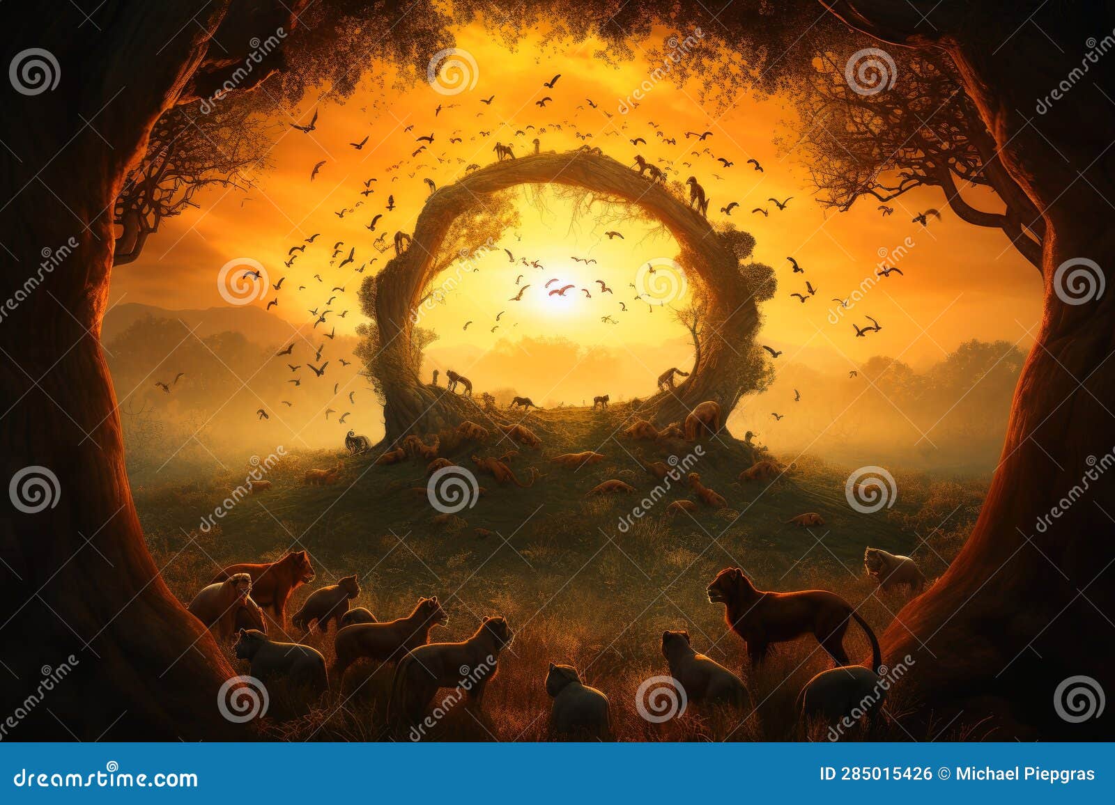 The Circle of Life with Lots of Animals Created with Generative AI ...