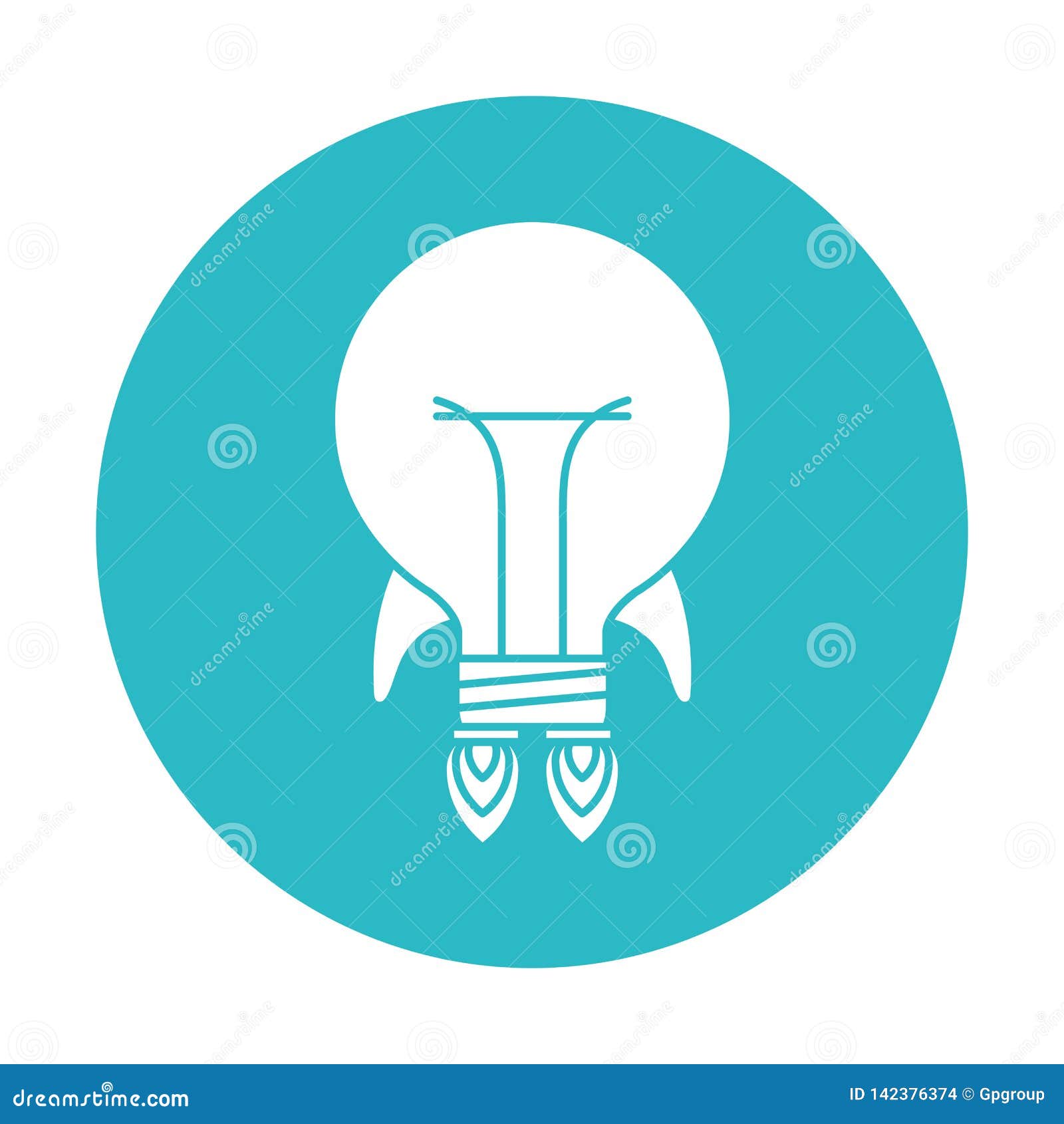 Circle Light Blue with Bulb Light in Shape of Space Rocket Stock Vector ...