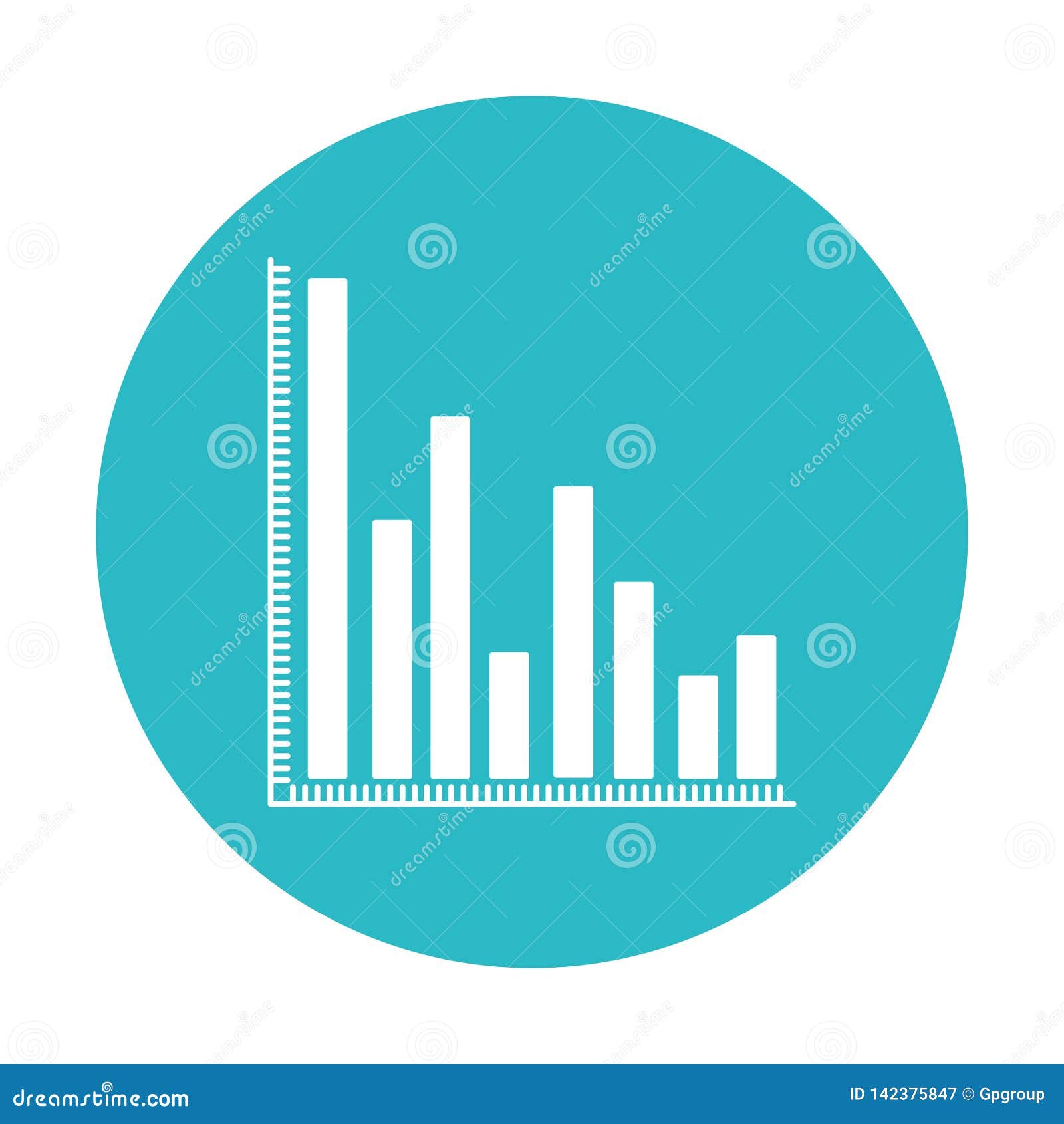 Circle Light Blue with Column Chart Icon Stock Vector - Illustration of ...