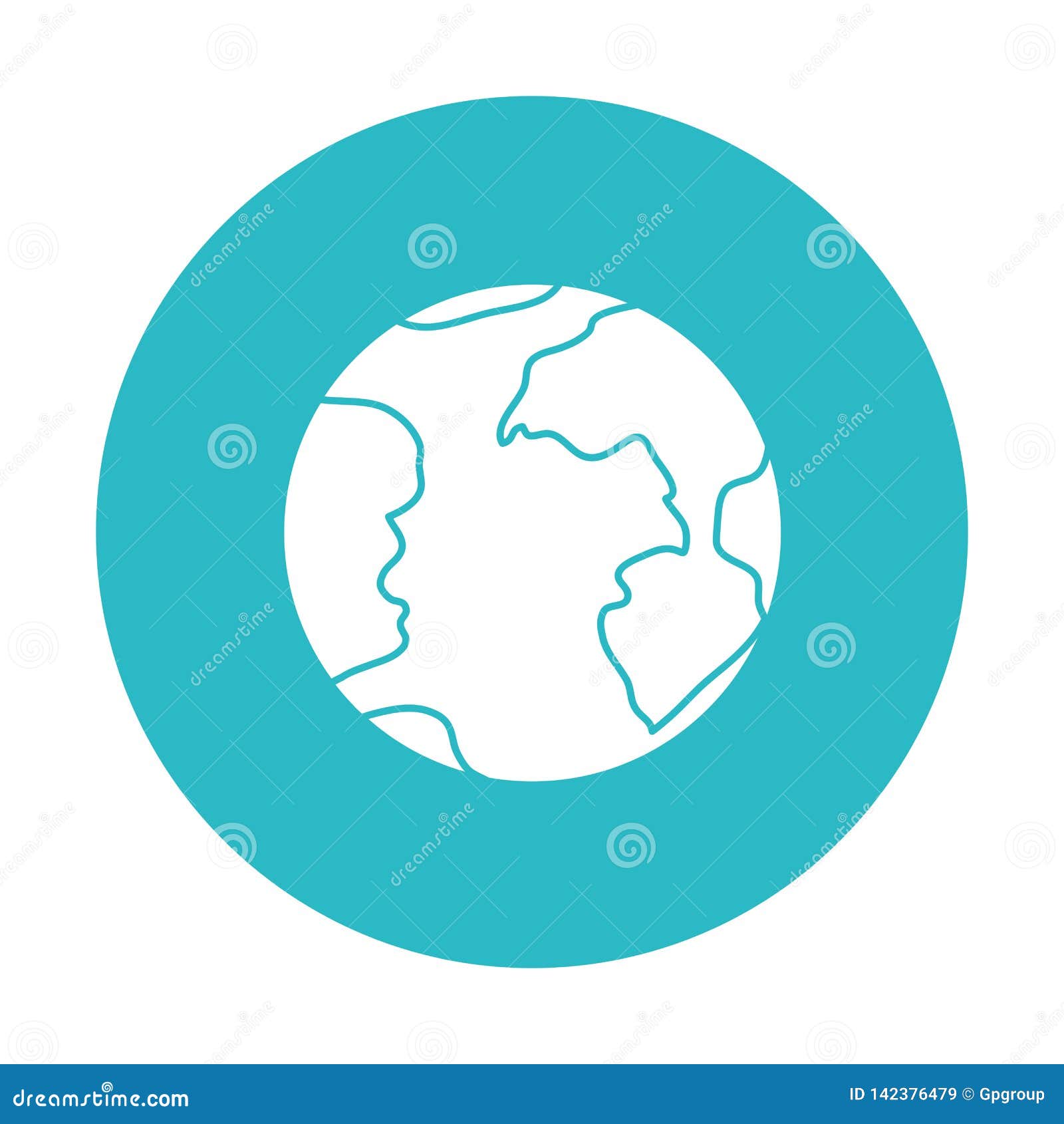 Circle Light Blue with Earth Globe Icon Stock Vector - Illustration of ...