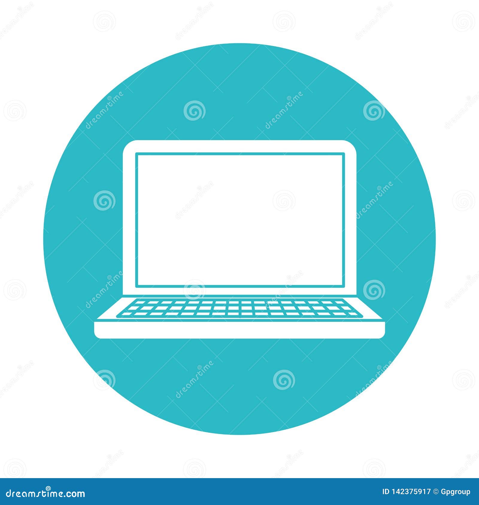 Circle Light Blue with Laptop Computer Stock Vector - Illustration of ...