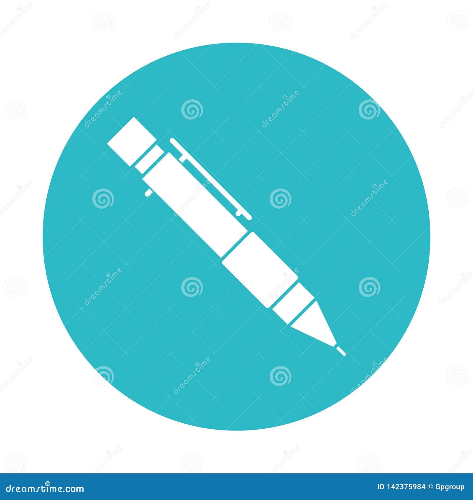 Circle Light Blue with Pen Icon Stock Vector - Illustration of ...