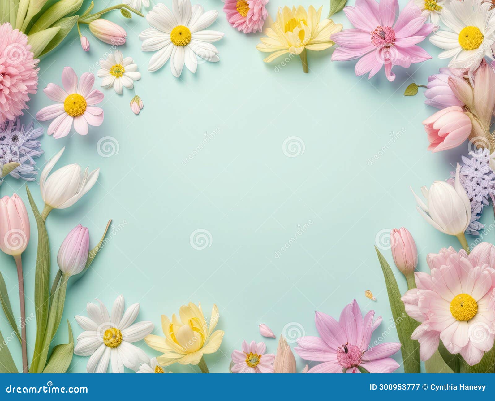 A Circle of Light-colored Spring Flowers Stock Image - Image of copy ...