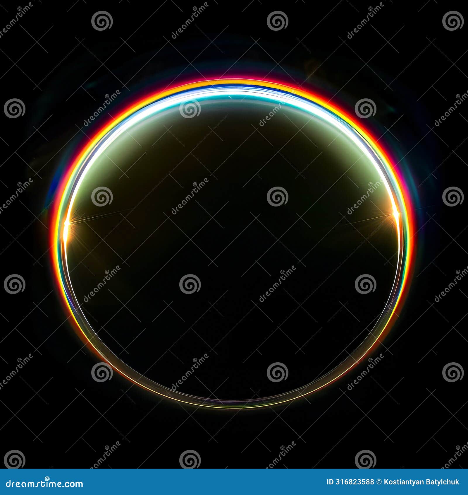 Circle of Light is Shown in the Middle of Dark Background with Bright ...