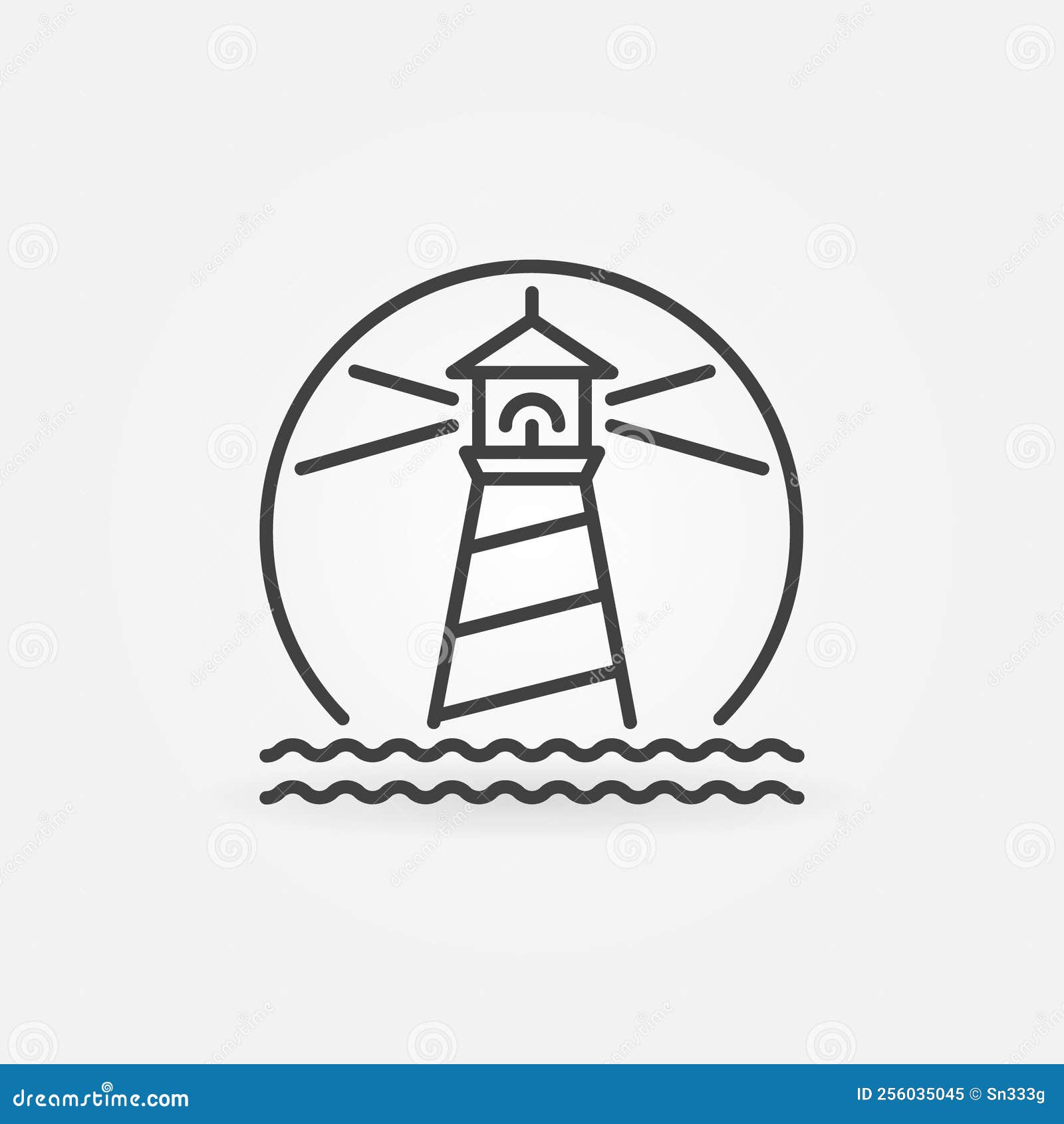 Circle with Lighthouse and Ocean Vector Concept Line Icon Stock Vector ...