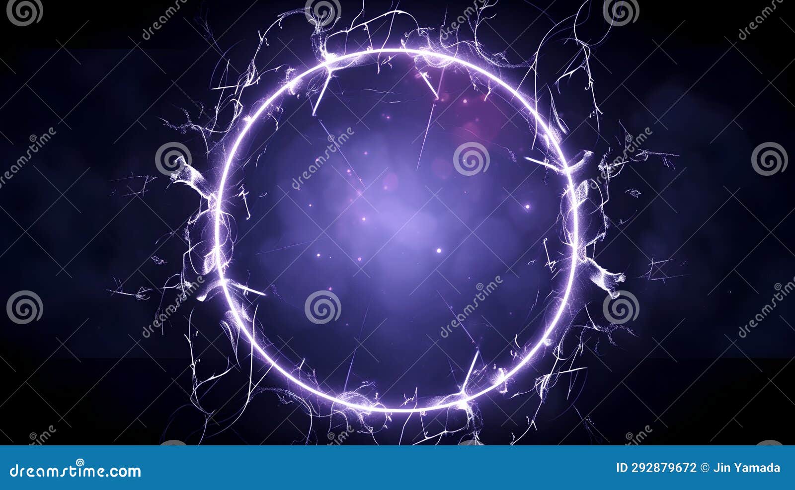 Circle with Lightning on a Dark Background. 3d Rendering Stock ...