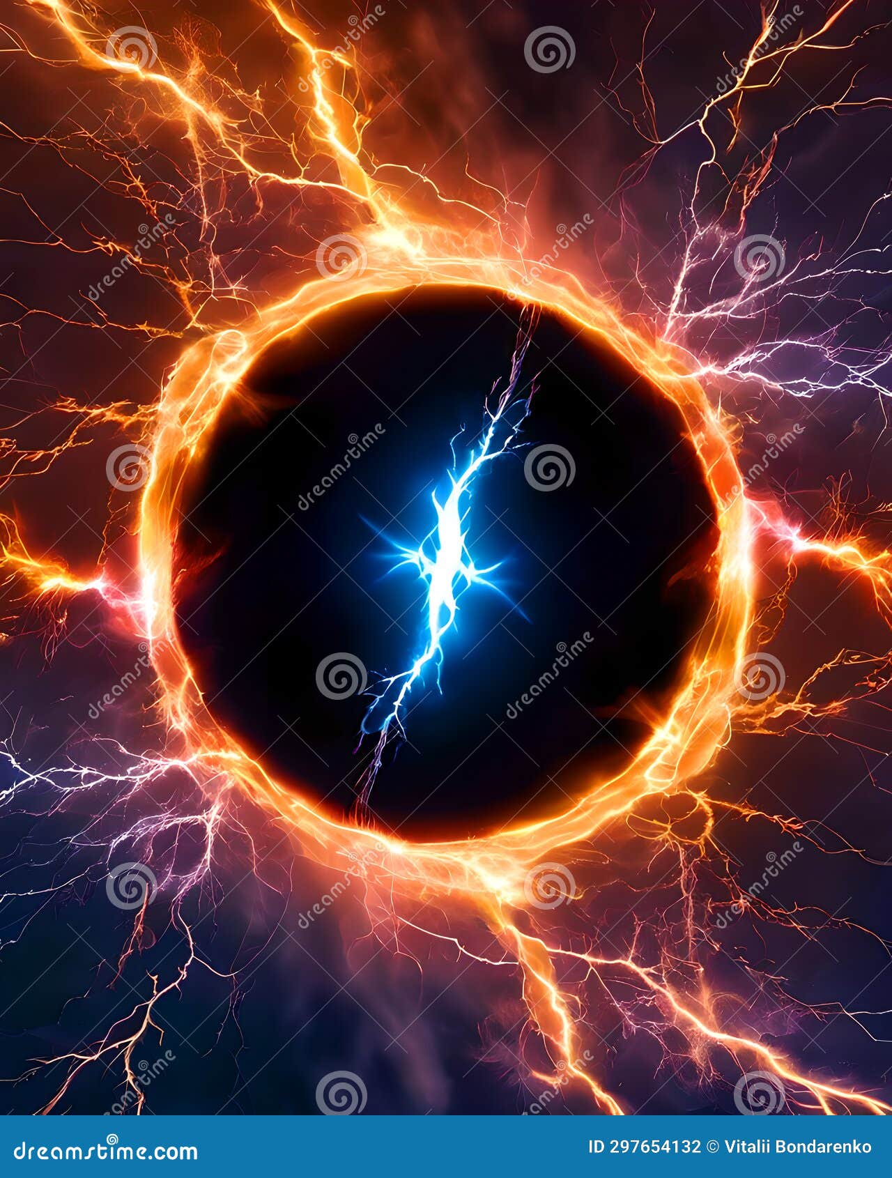 Circle of Lightning on a Dark Blue Background. Stock Illustration ...
