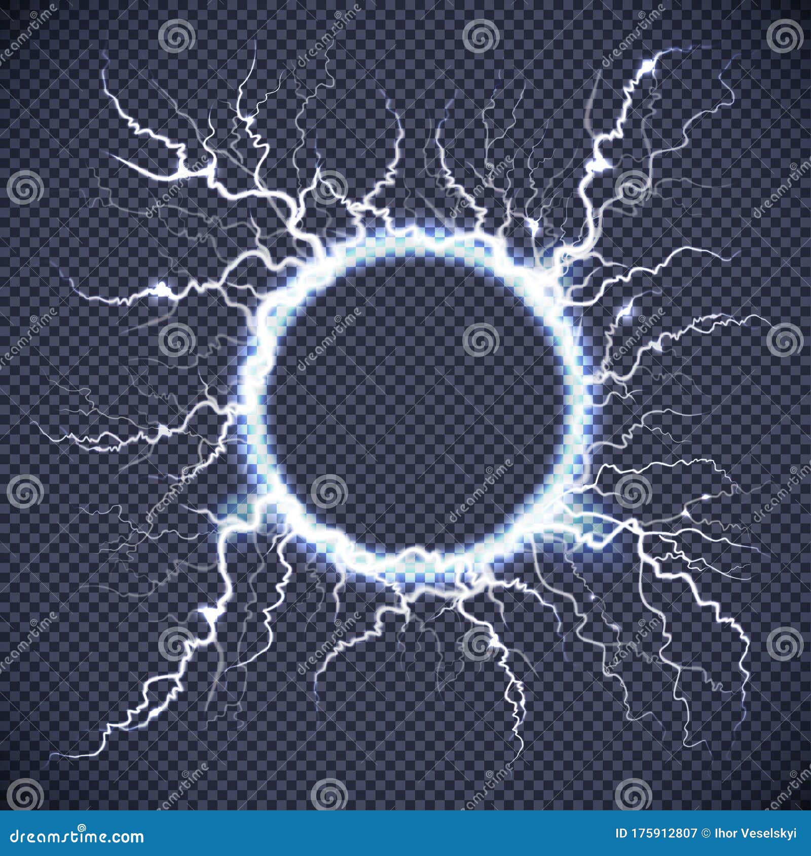 Circle Lightning Realistic Transparent Background Stock Vector ...