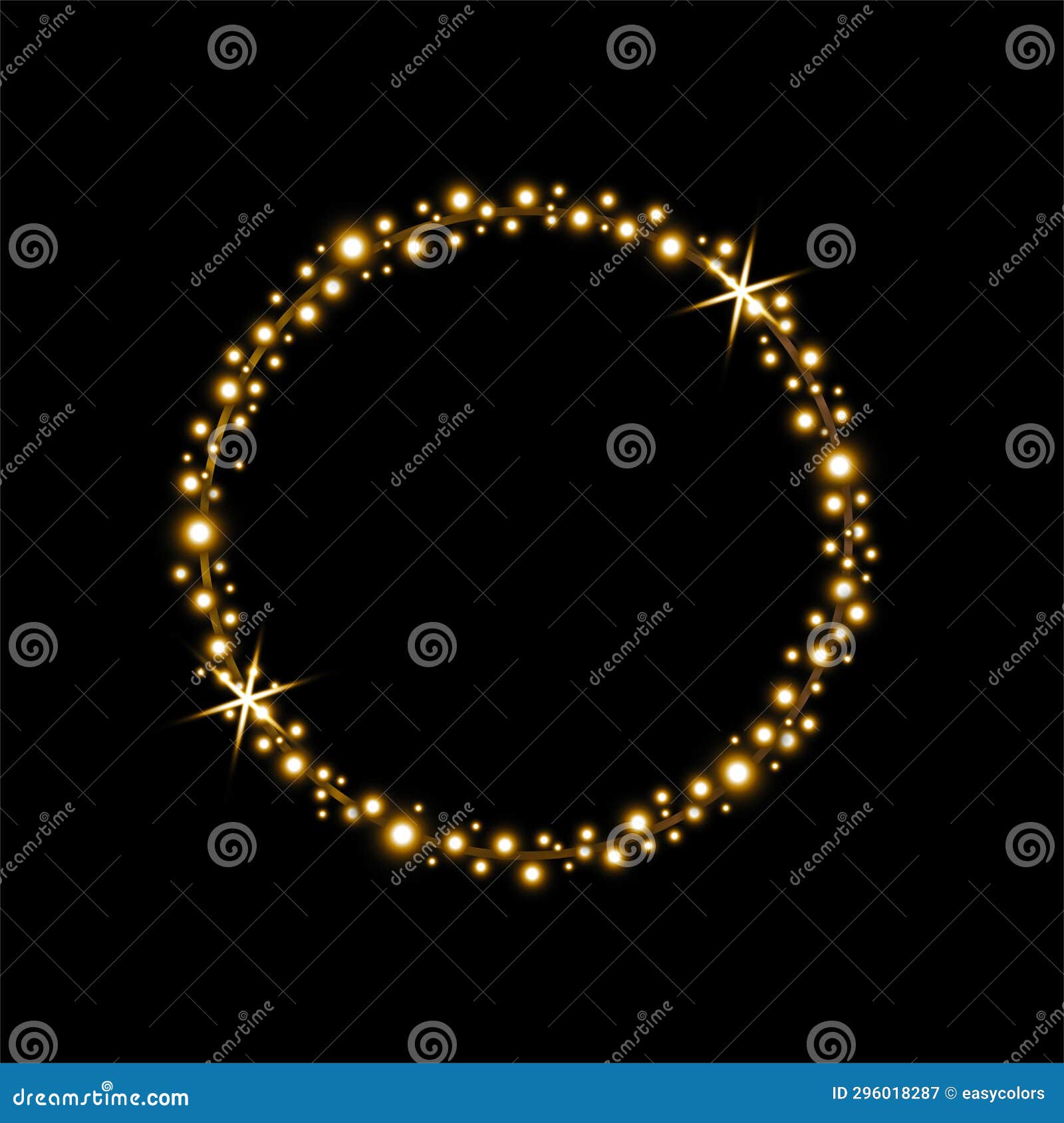 Circle with Lights and Stars. Christmas Decoration Stock Illustration ...