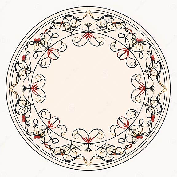 Circle Line Border Frame With Empty Space Mandala Pattern Using Thin