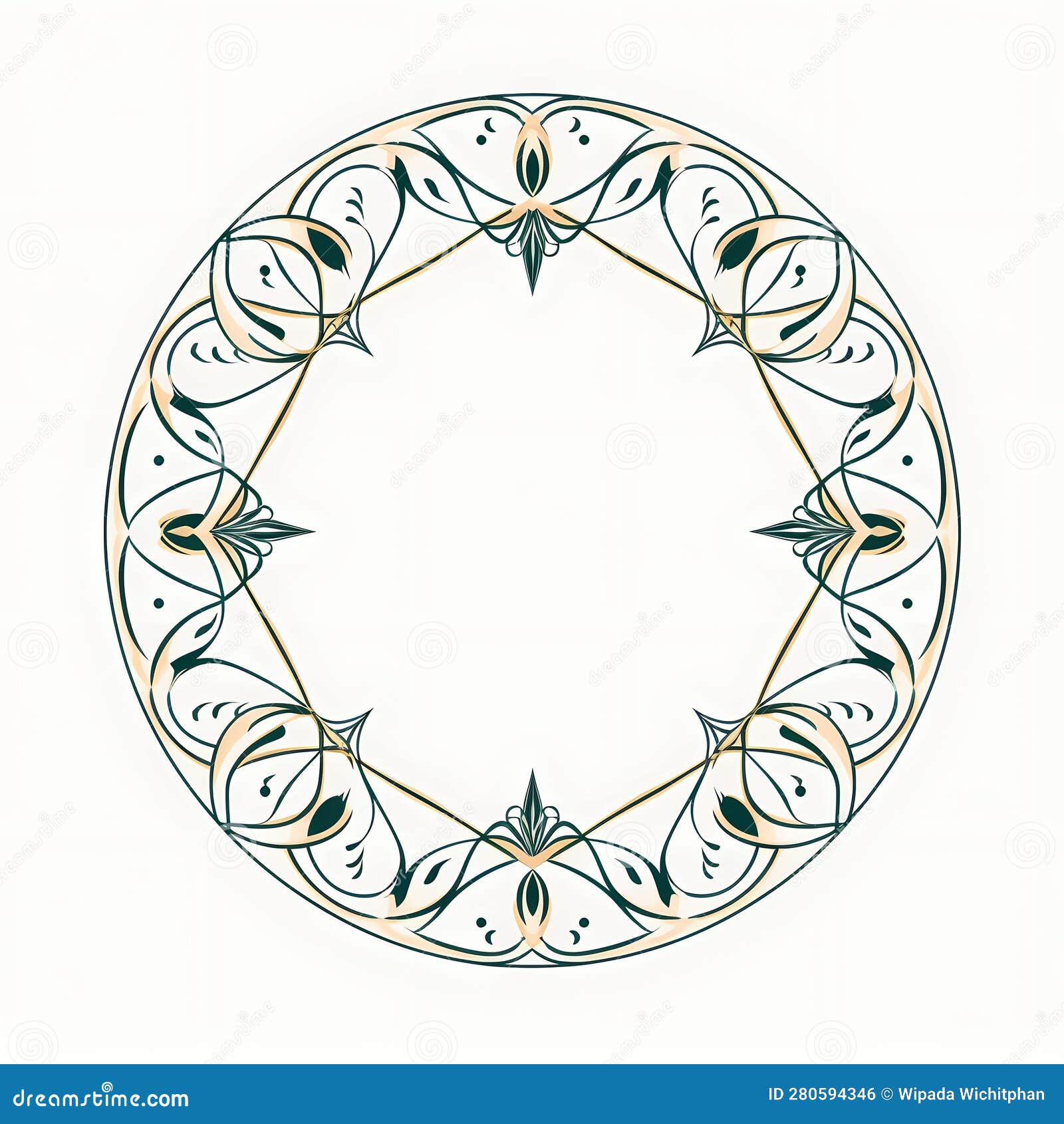 Circle Line Border, Frame with Empty Space, Mandala Pattern, Using Thin ...