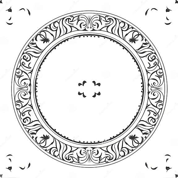 Circle Line Border Frame With Empty Space Mandala Pattern Using Thin