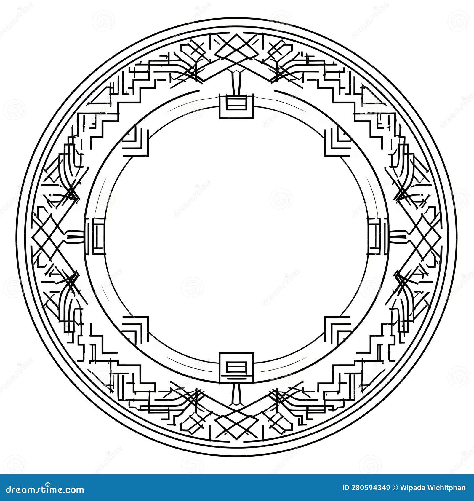 Circle Line Border, Frame with Empty Space, Mandala Pattern, Using Thin ...